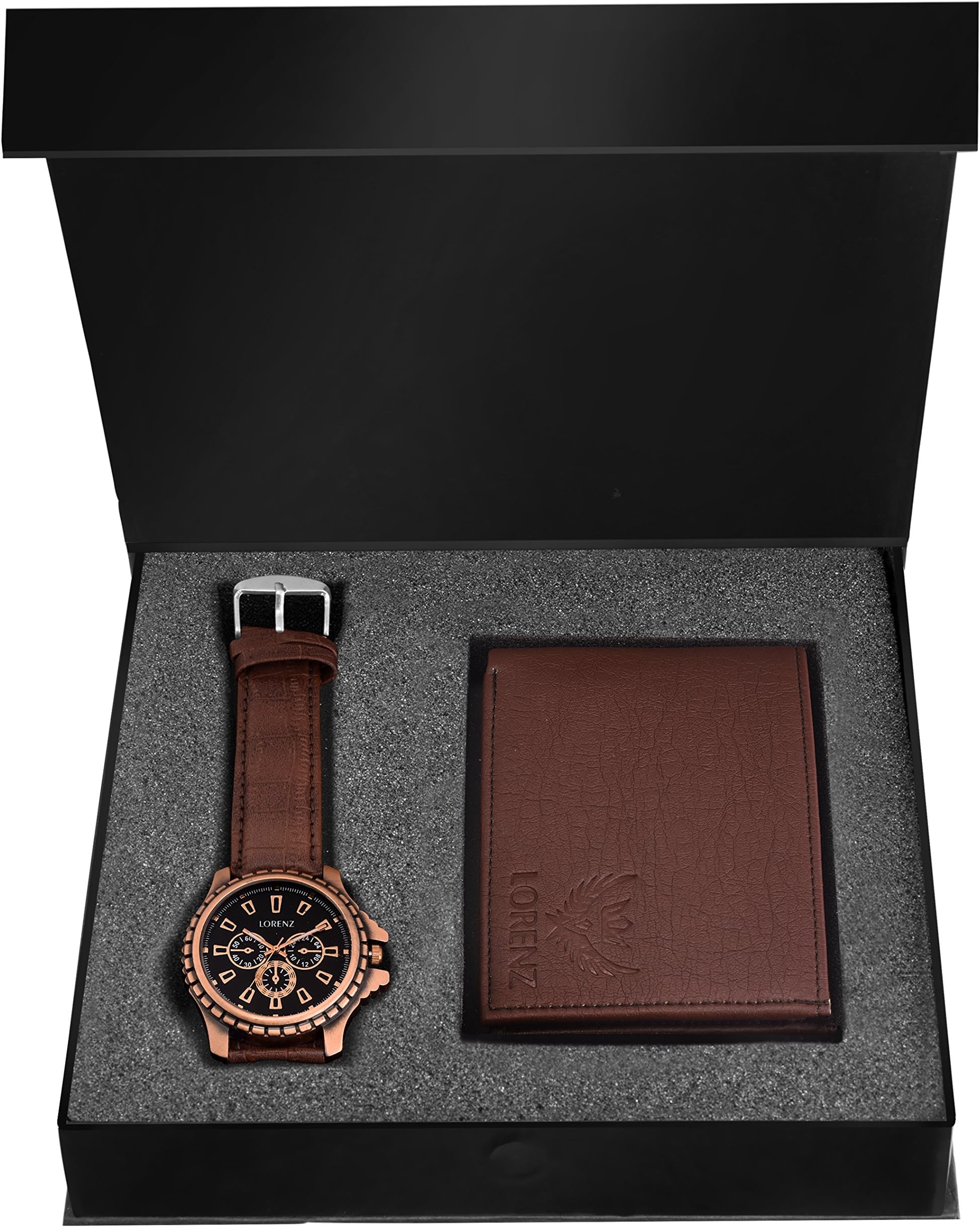 Men's Gift Combo Set - Brown Analog Watch & Brown PU Leather Wallet ...