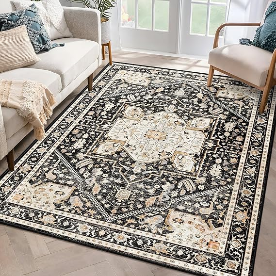 Amazon.com: MUJOO Black Area Rugs 5x7,Washable Rugs for Living Room ...