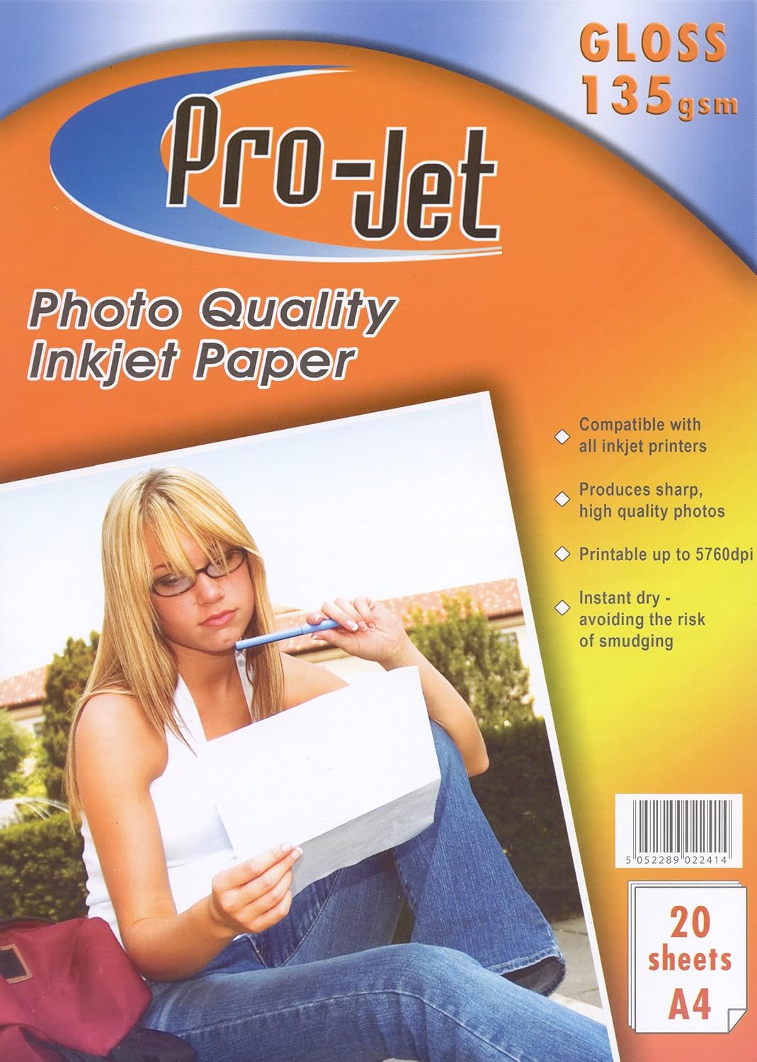 Pro-Jet Photo Quality Inkjet Paper Gloss 135gsm 20 Sheets A4 : Amazon ...