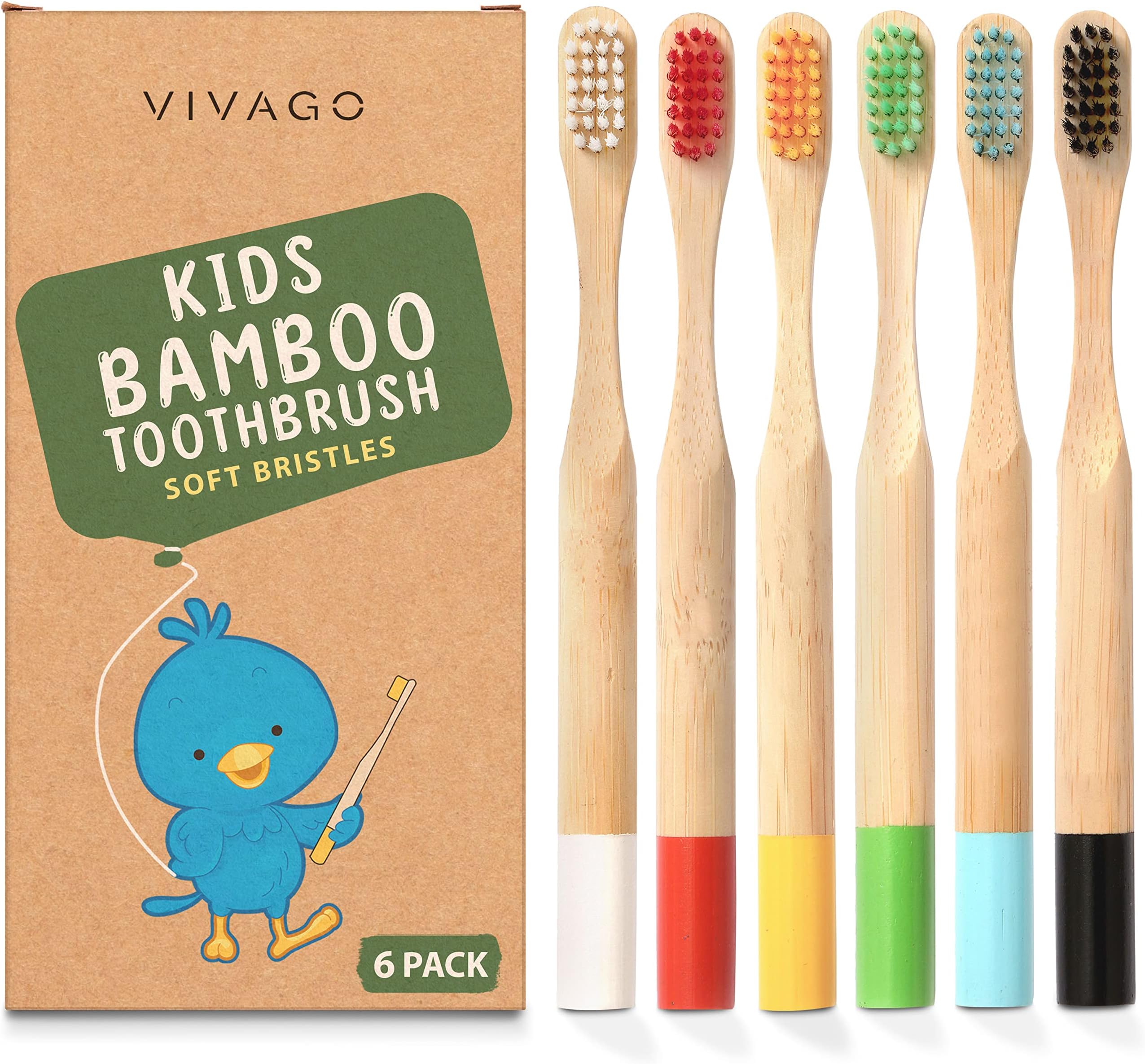 Amazon.com : VIVAGO Kids Bamboo Toothbrushes BPA Free Soft Bristles ...
