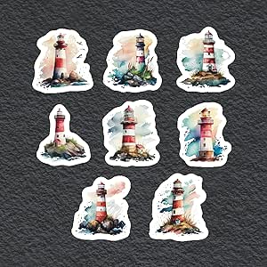 Amazon.com: Generic Lighthouse Stickers. Set of 24 Stickers (3 Sets of ...