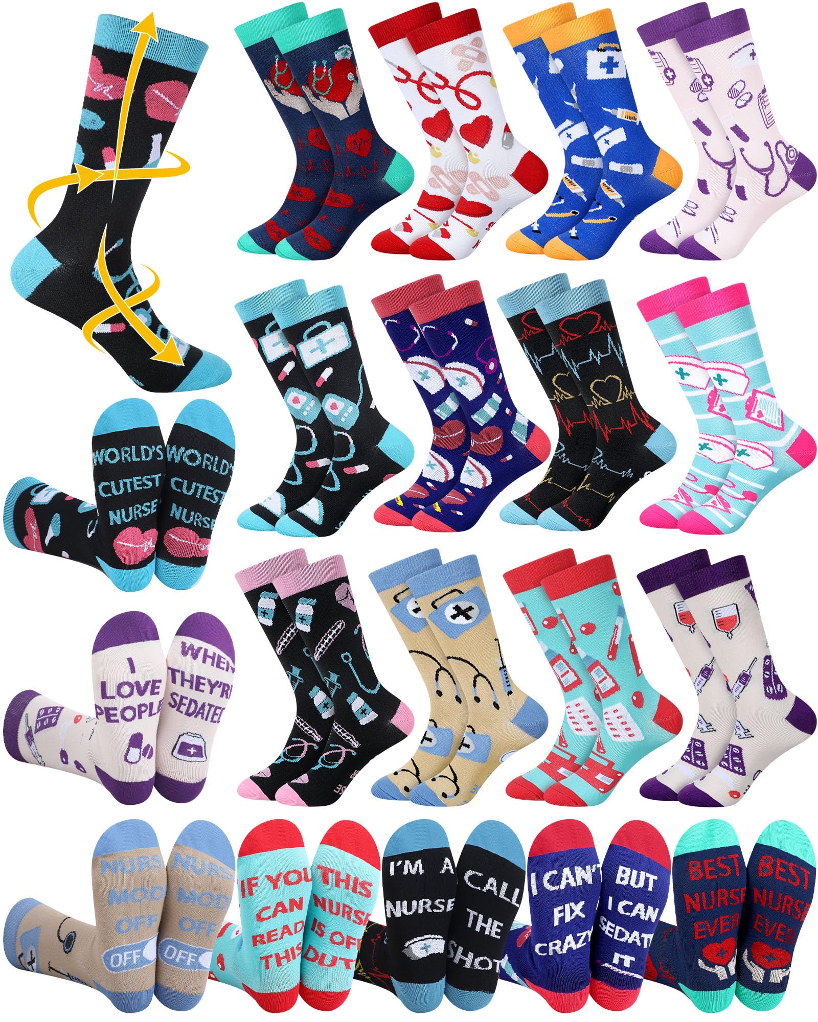 Amazon.com: Breathffy 12 Pairs Novelty Nurse Compression Socks for ...