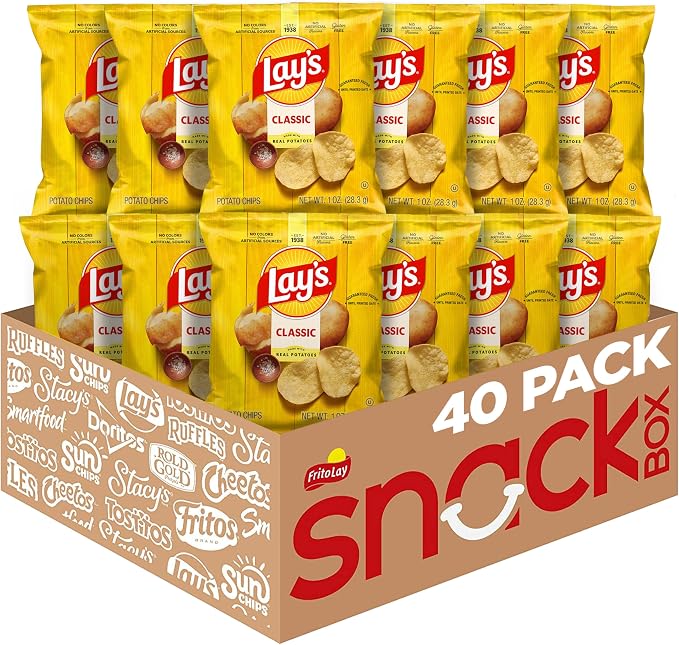Lay's Patatas fritas clásicas, 1 onza (paquete de 40) : Amazon.com.mx ...