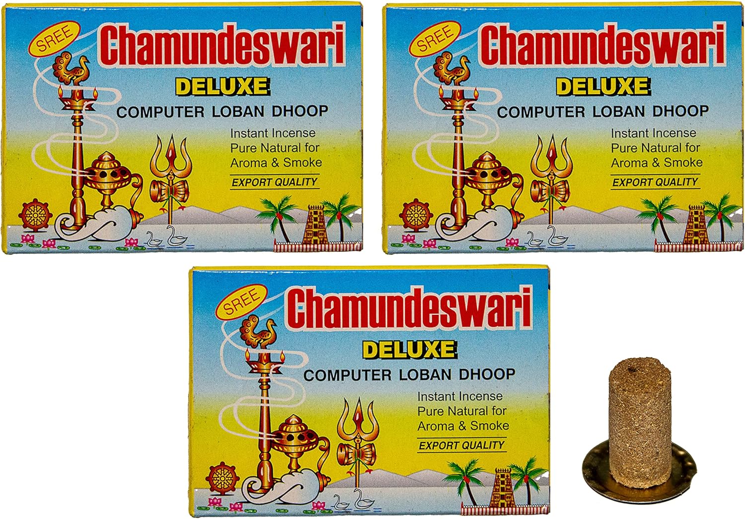 Sree Chamundeswari Deluxe Computer Sambrani Loban Dhoop, 1.5" Long - 3 ...