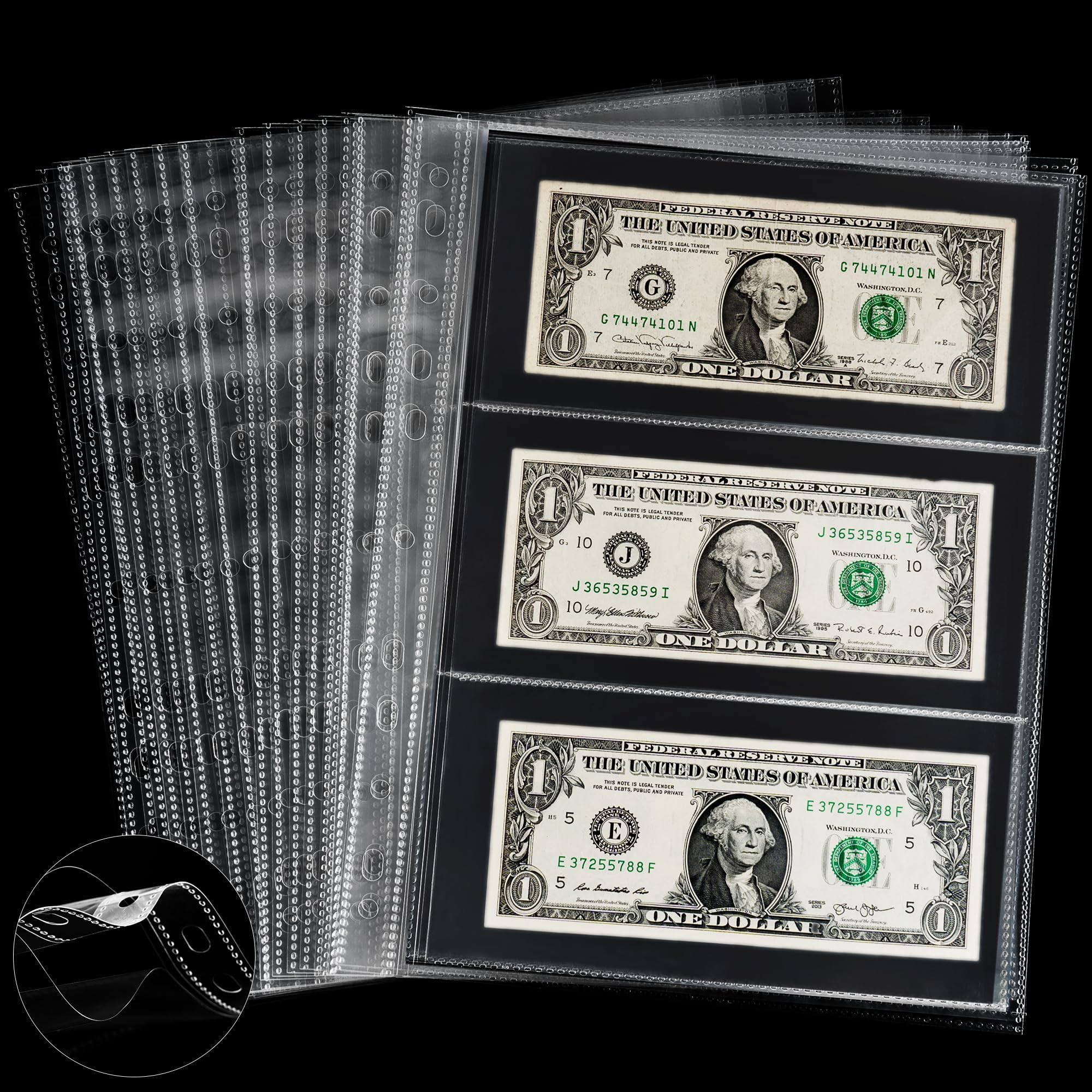120 Pockets Currency Pages - 20 Sheets Double-Sided Currency Sleeves PP ...