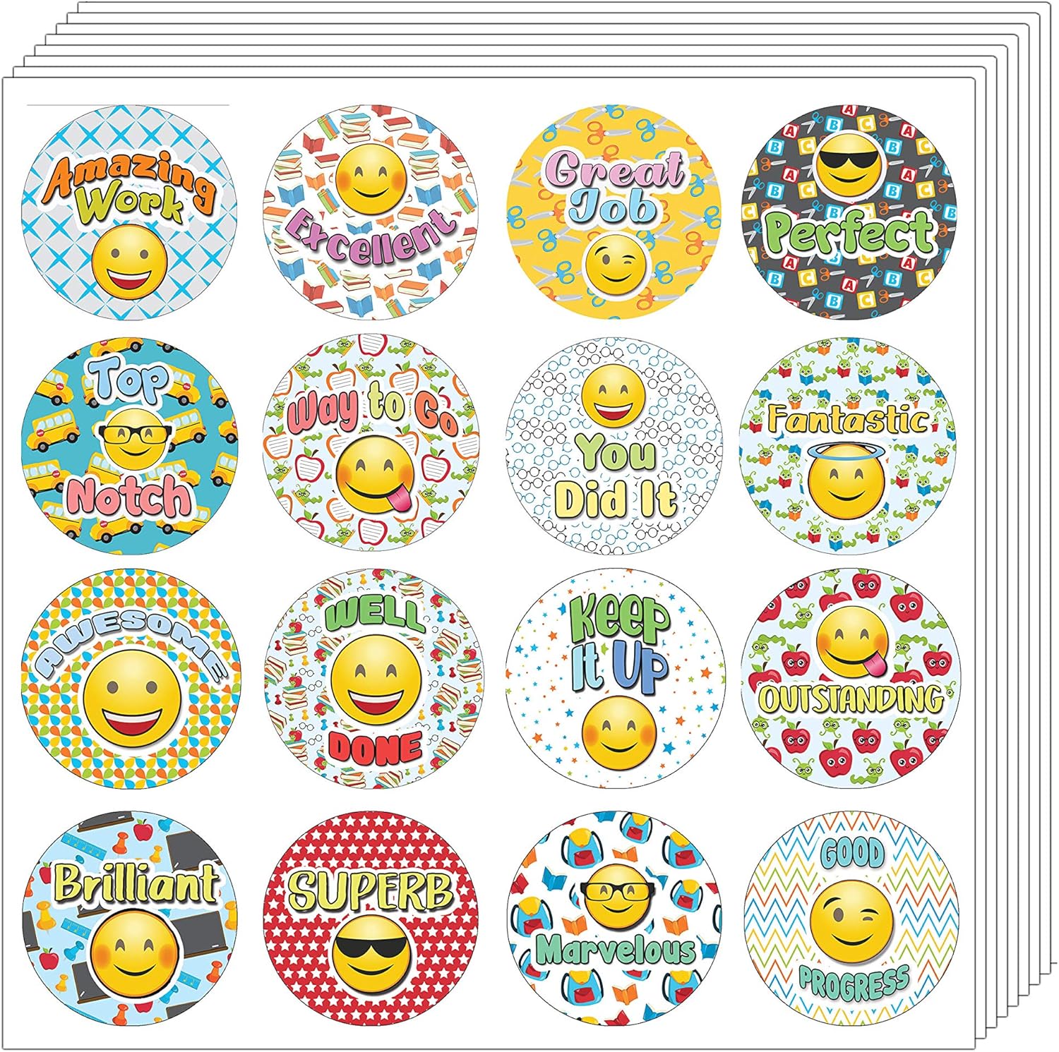 Creanoso Emoji Teacher Grading Stickers (10-Sheet) - Assorted Designs ...