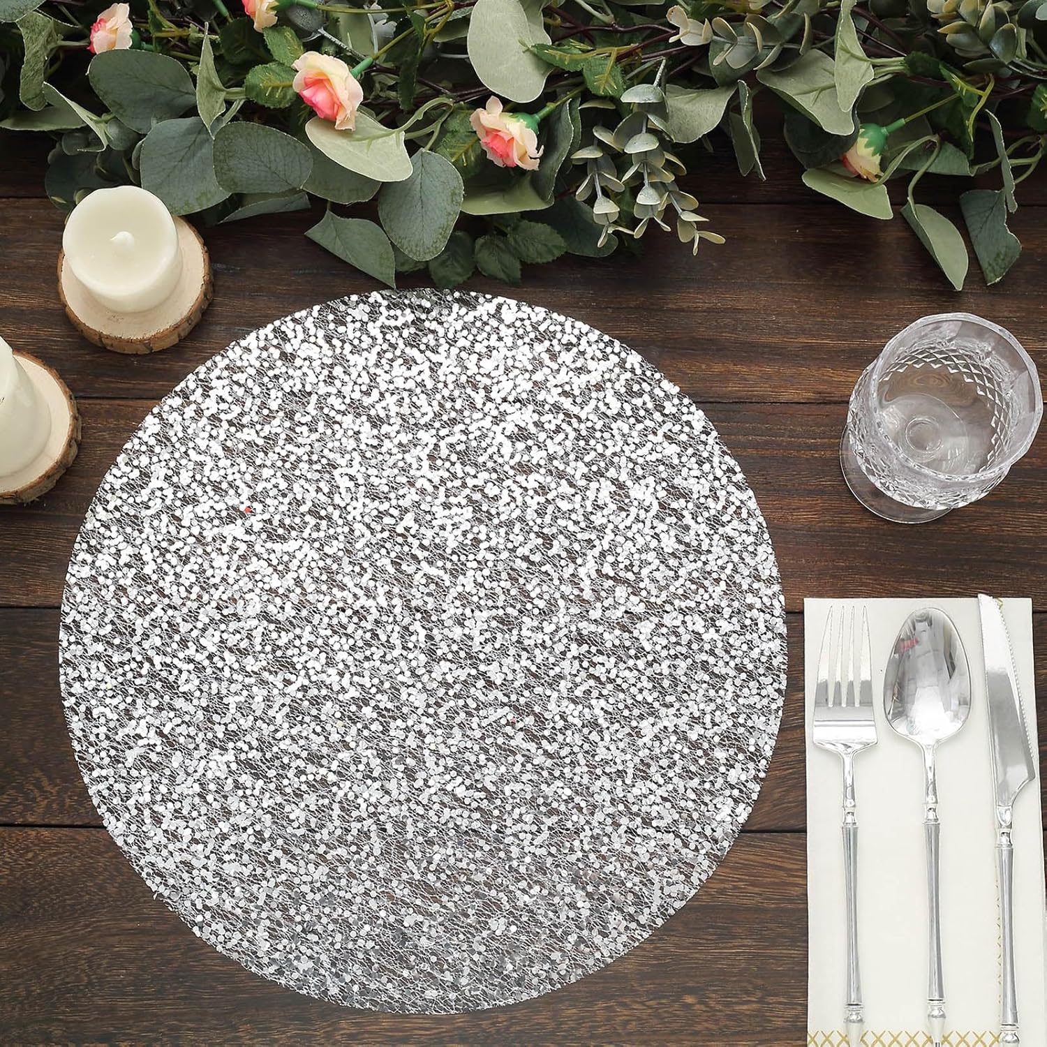 Amazon.com: Efavormart 10 Pack | 13" Metallic Silver Luminous Sequin ...
