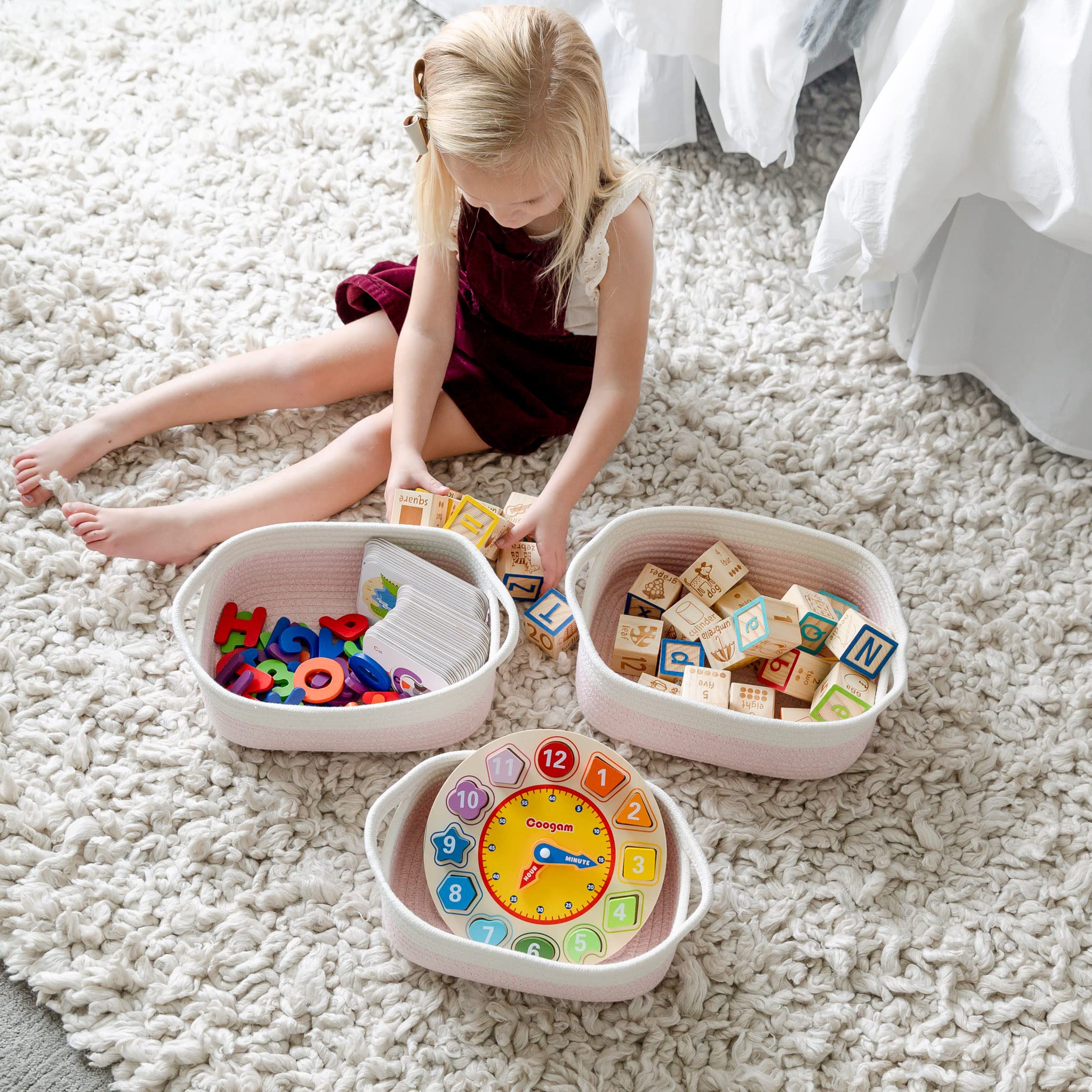 Snapklik.com : NaturalCozy 5-Piece Rectangle Storage Basket Set ...