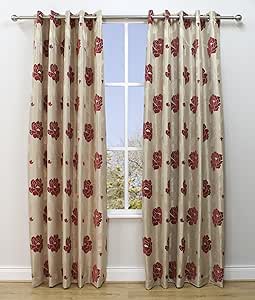 Scatterbox Annabelle Chenille Flower Ready Made Curtain with Silver ...