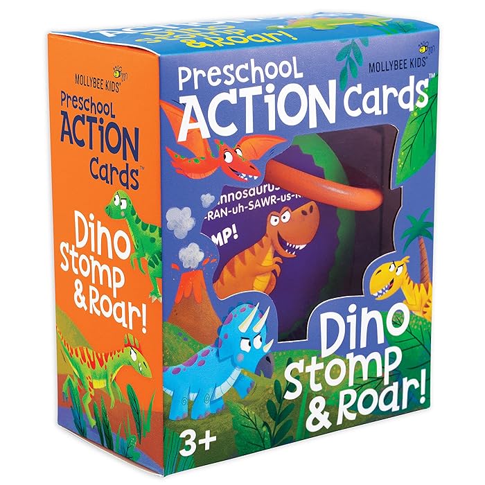 Buy Mollybee Kids Preschool Action Cards Dino Stomp and Roar - Dinosaur ...