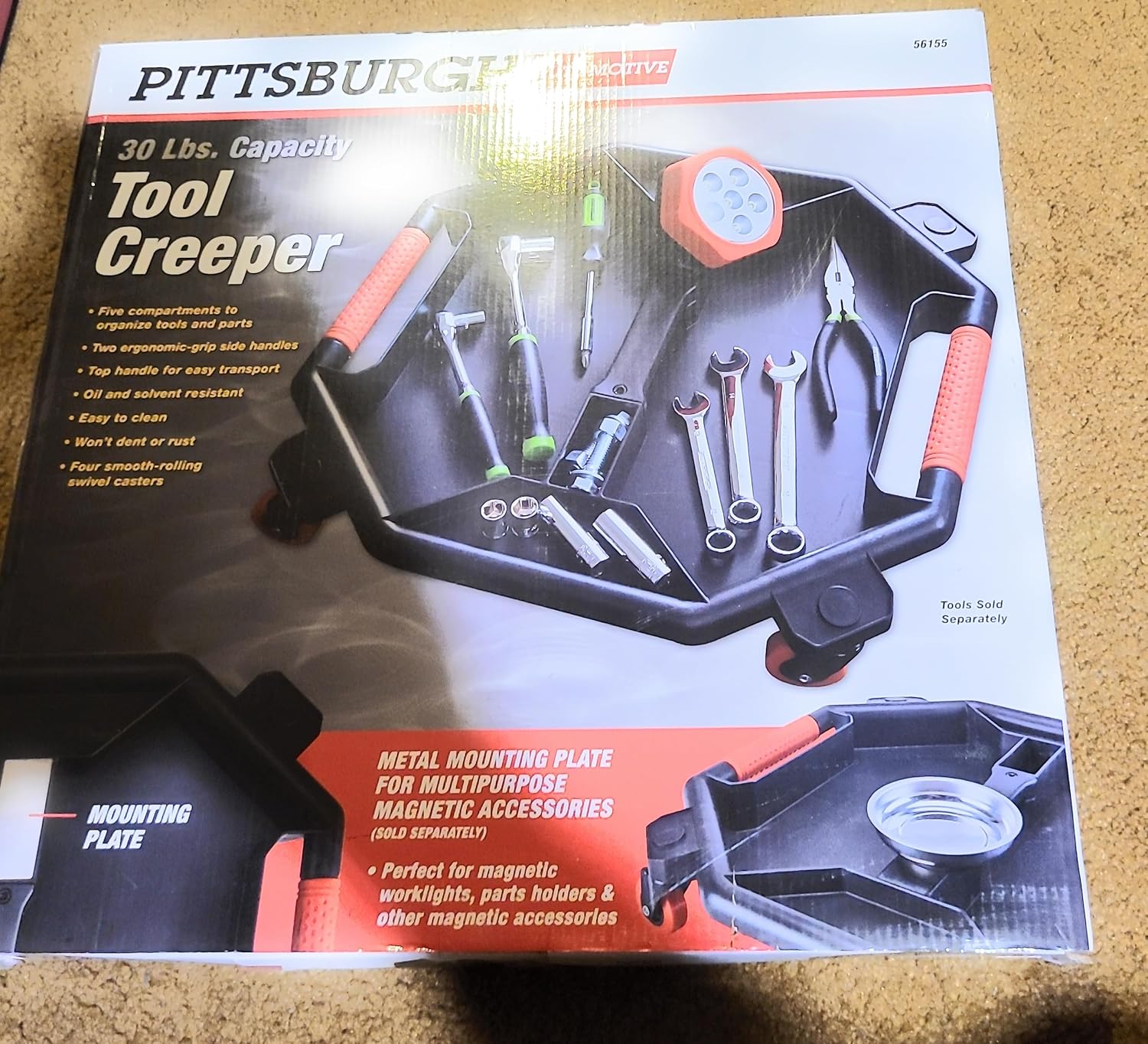 Amazon.com: Pittsburgh 30 Lbs. Capacity Tool Creeper with Compartments ...
