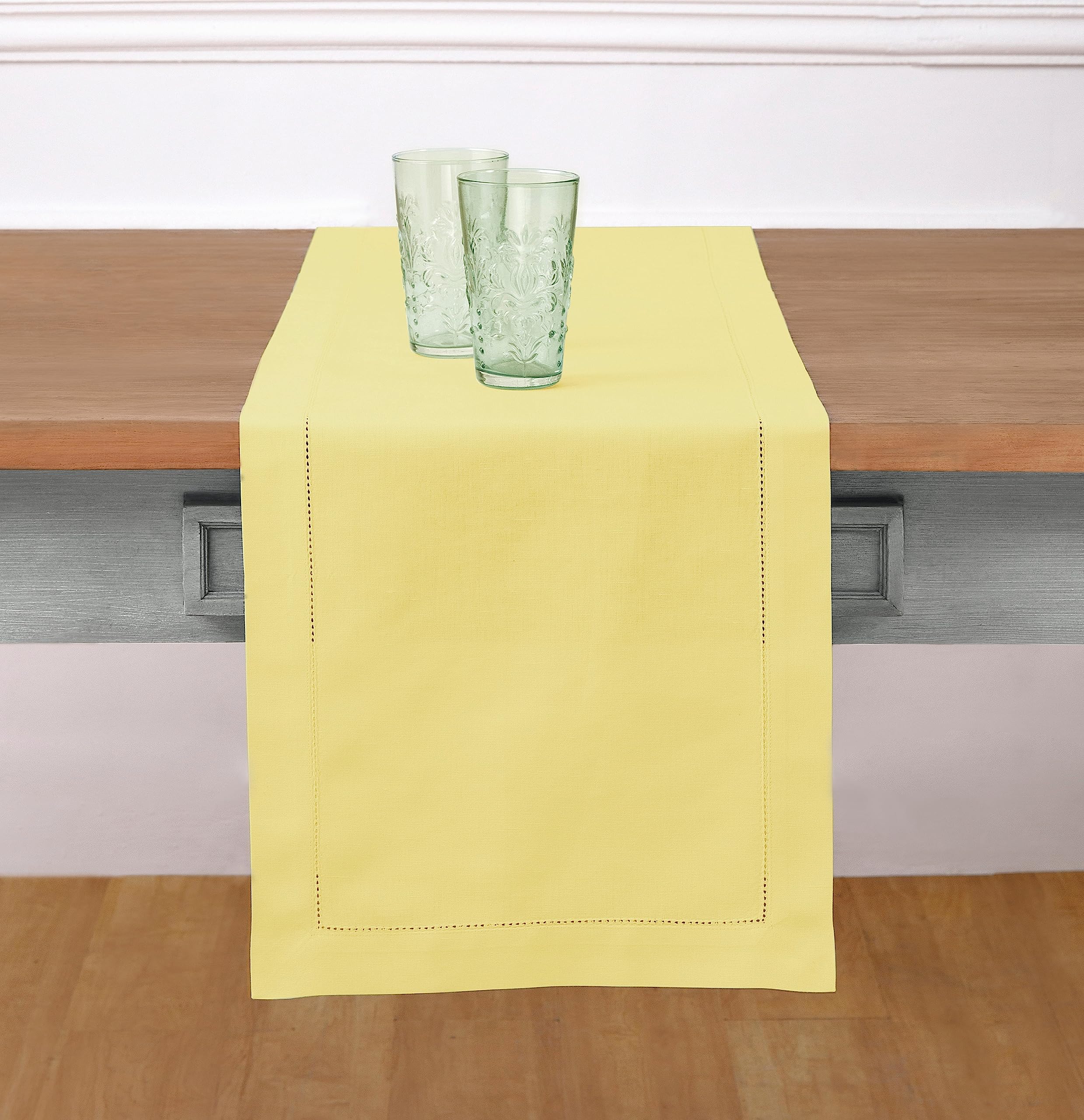 Amazon.com: Solino Home Yellow Table Runner 72 Inches Long - Cotton ...
