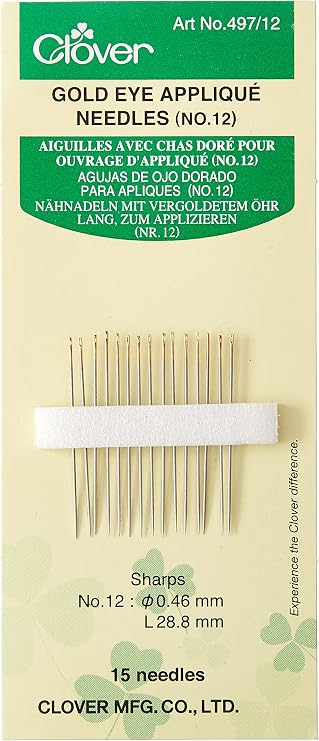Amazon.com: Clover Gold Eye Applique Needles - Size 12 : Arts, Crafts ...