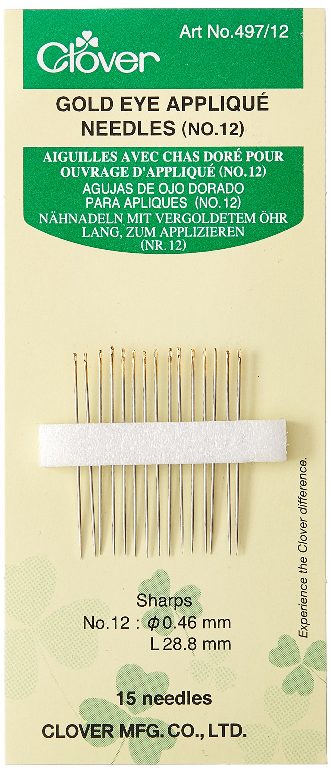 Amazon.com: Clover Gold Eye Applique Needles - Size 12 : Arts, Crafts ...