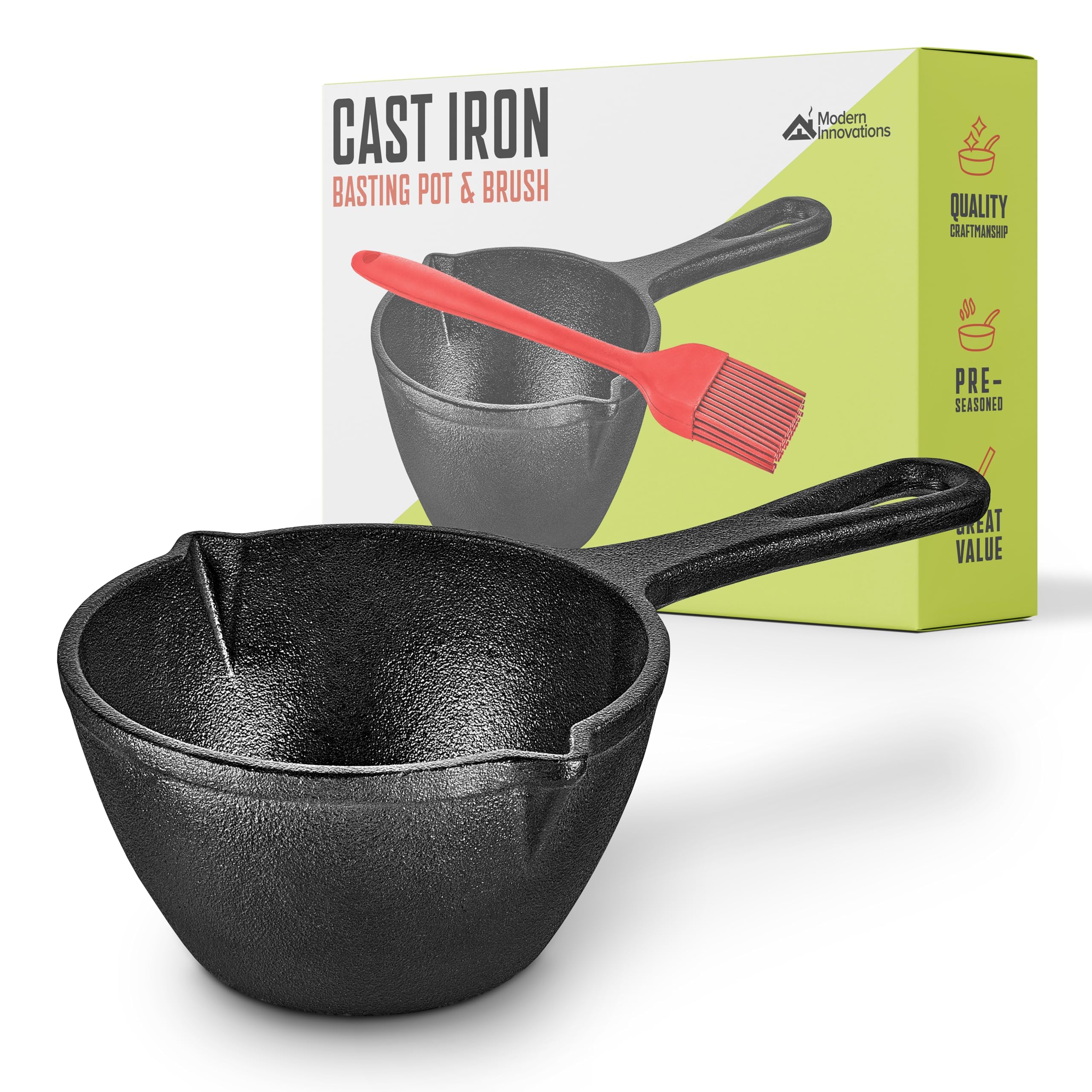 Amazon.com: Modern Innovations Cast Iron Melting Pot, Cast Iron Basting ...