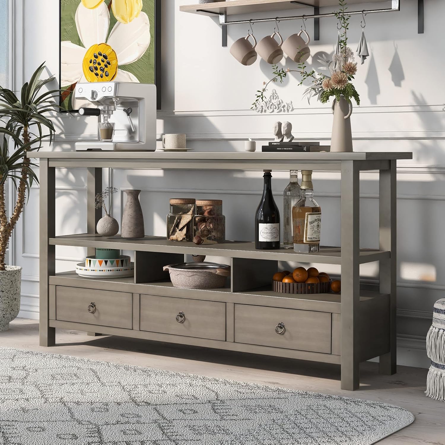 Amazon.com - ZSQ Sideboard Cabinet Buffet Table with Three Drawers ...