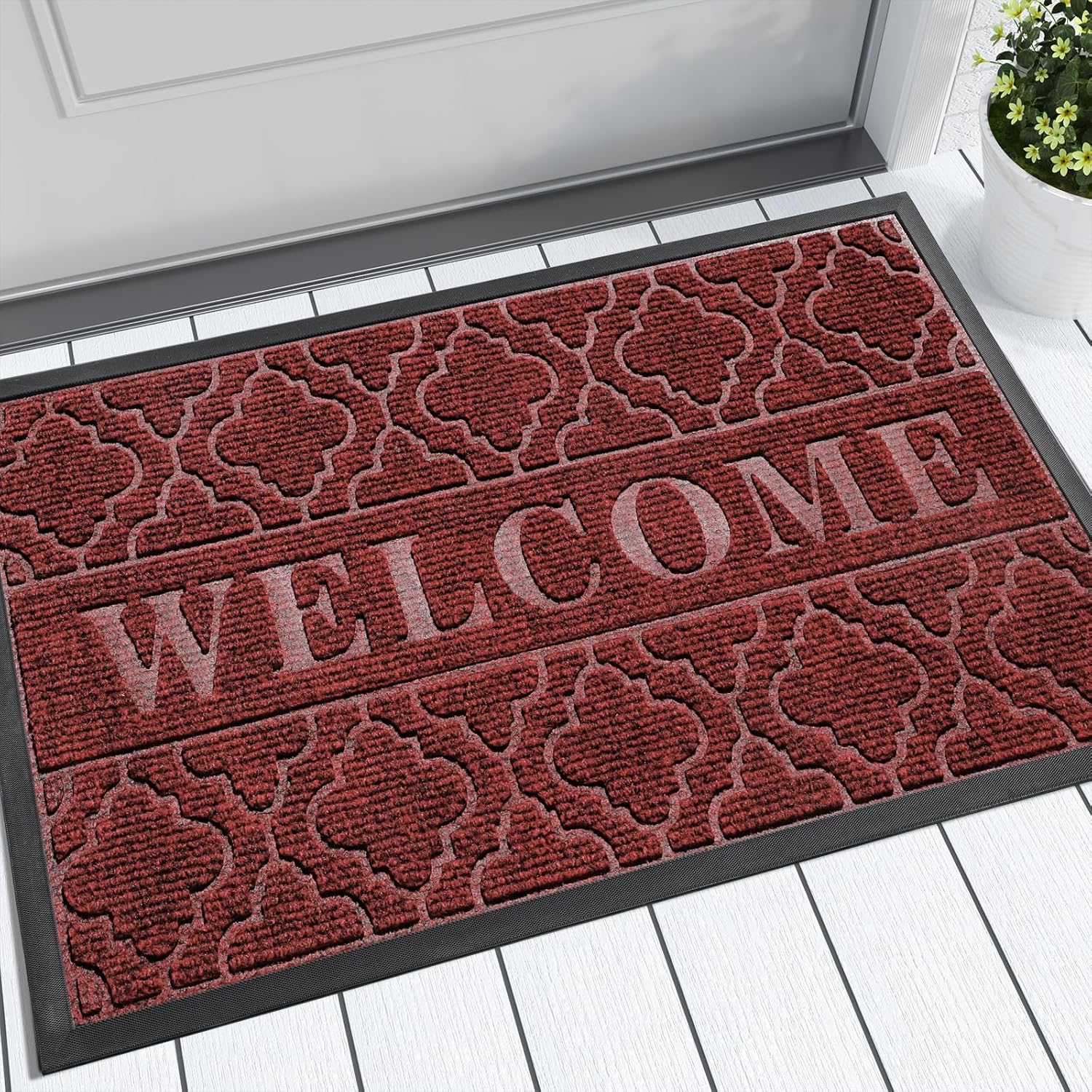 Yimobra Welcome Mat Outdoor Indoor, All-Season Waterproof Front Door Mat Outside Entrance, All ...