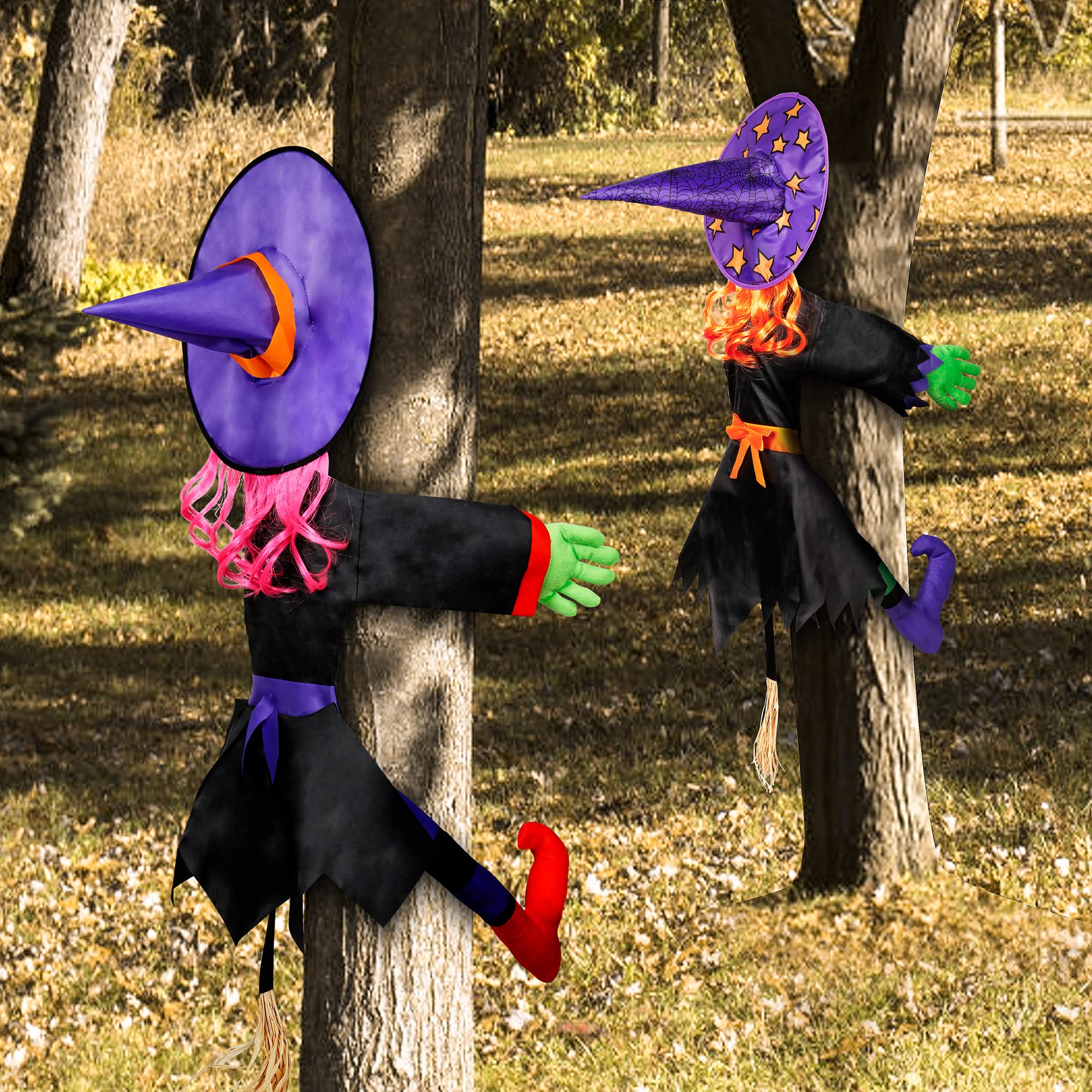 JOYIN 2 Pack Halloween Crashing Witch Into Tree Decoration, Halloween ...