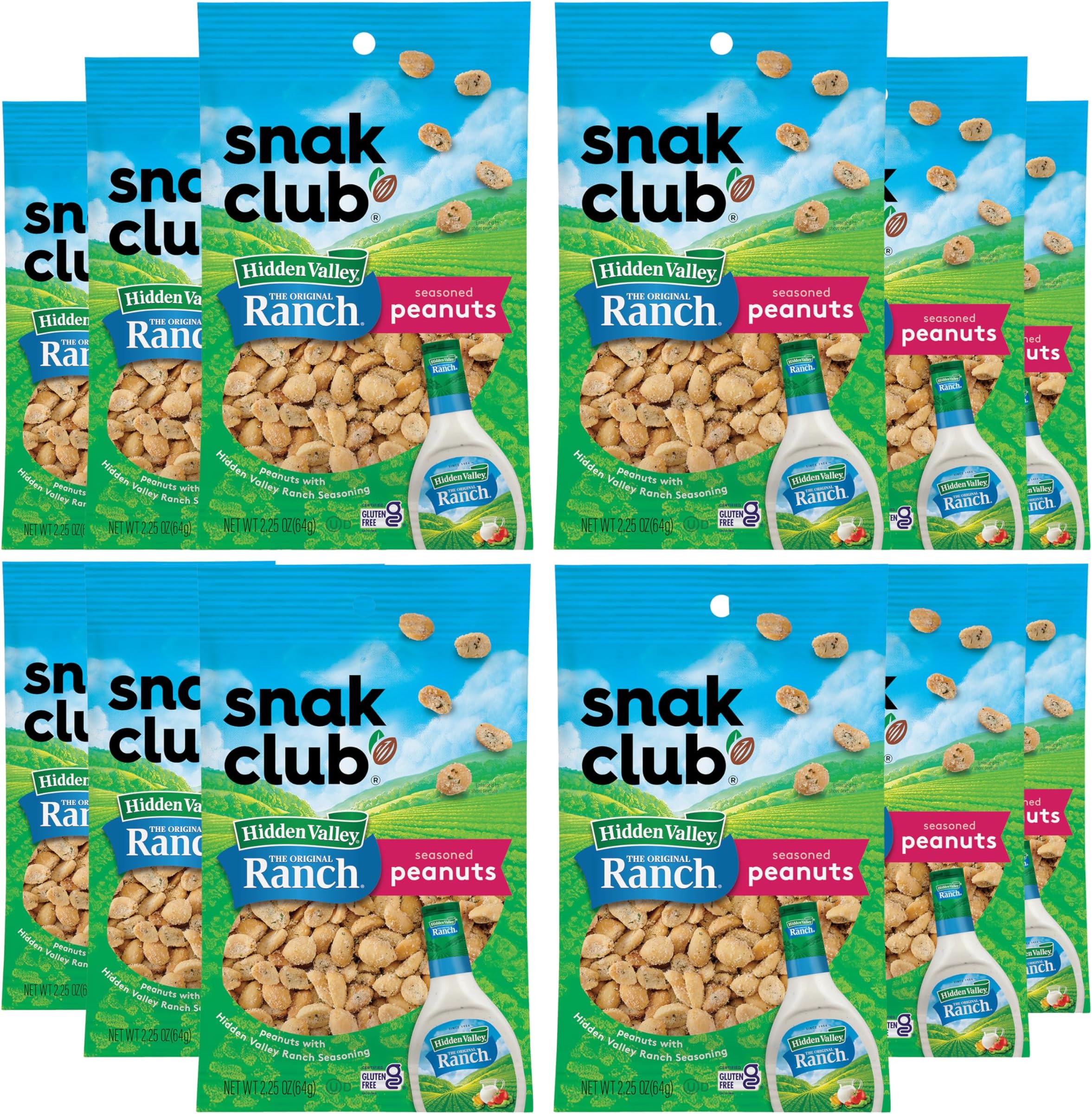 Amazon.com : Snak Club Peanuts with Hidden Valley Ranch Seasoning ...