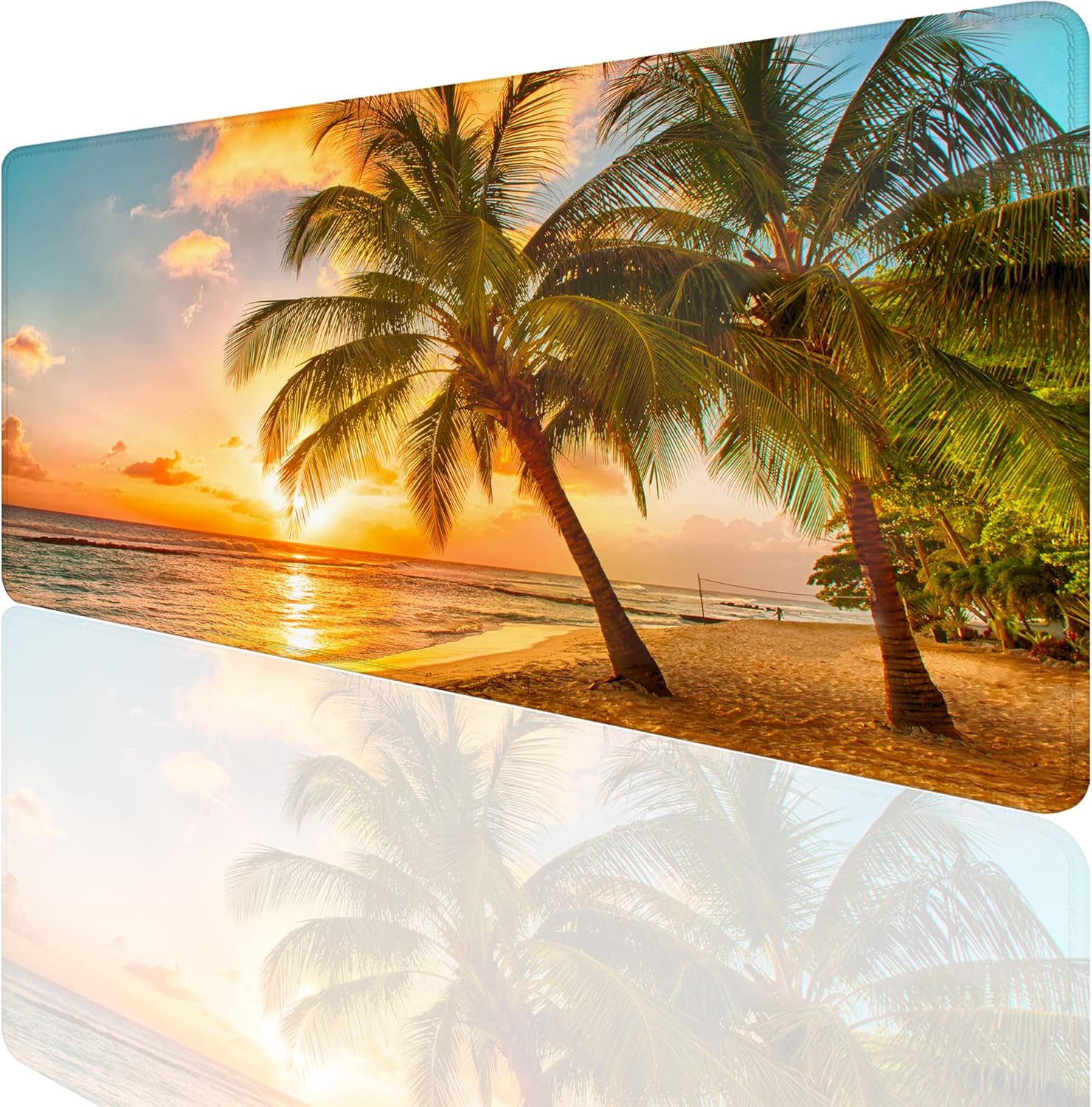 Amazon.com : Desk Pad,Tropical Beach with Palm Tree Desk Mat Extended ...