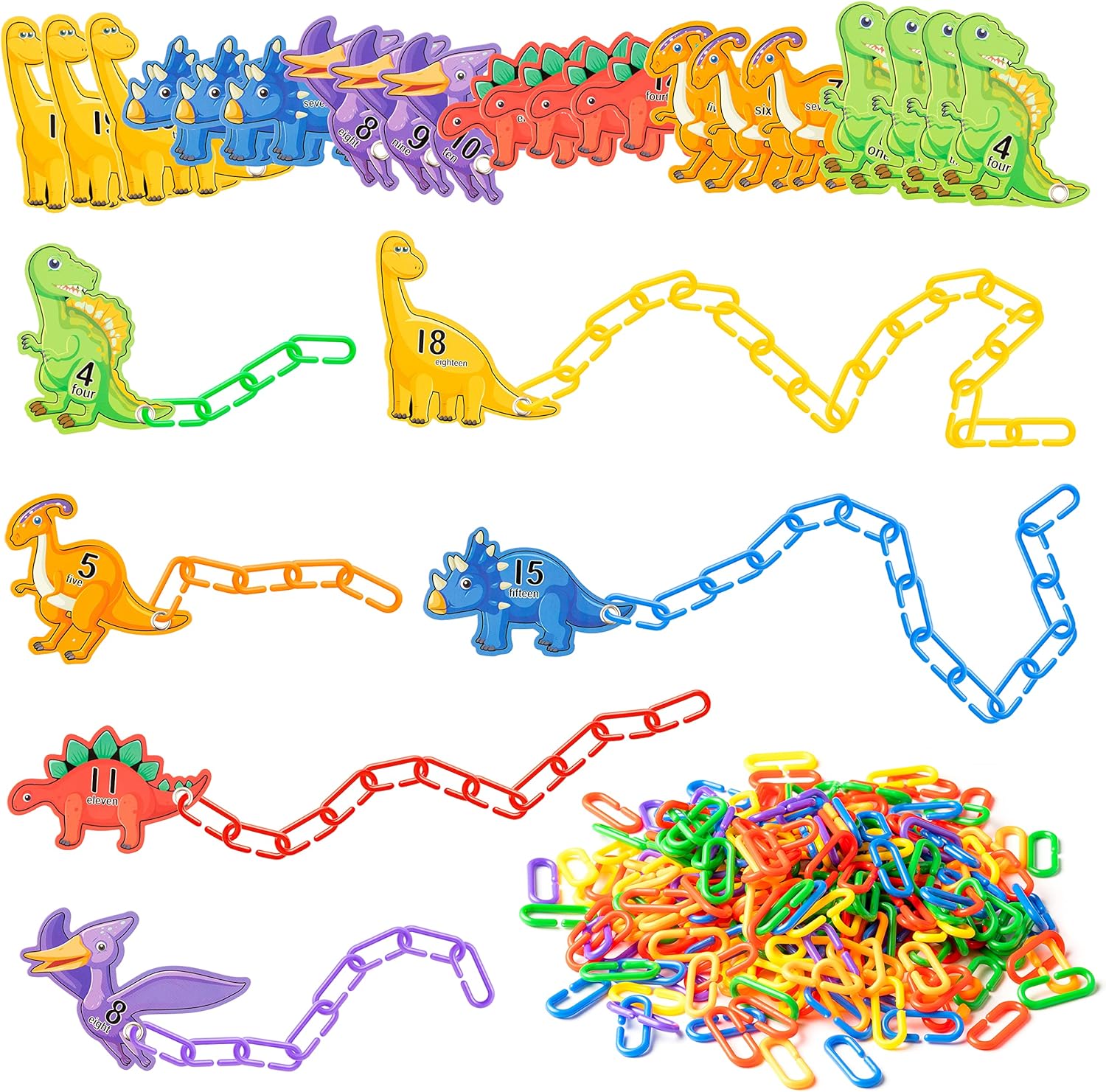 Amazon.com: Summer Dinosaur Clips Hooks Plastic Chain Links With ...