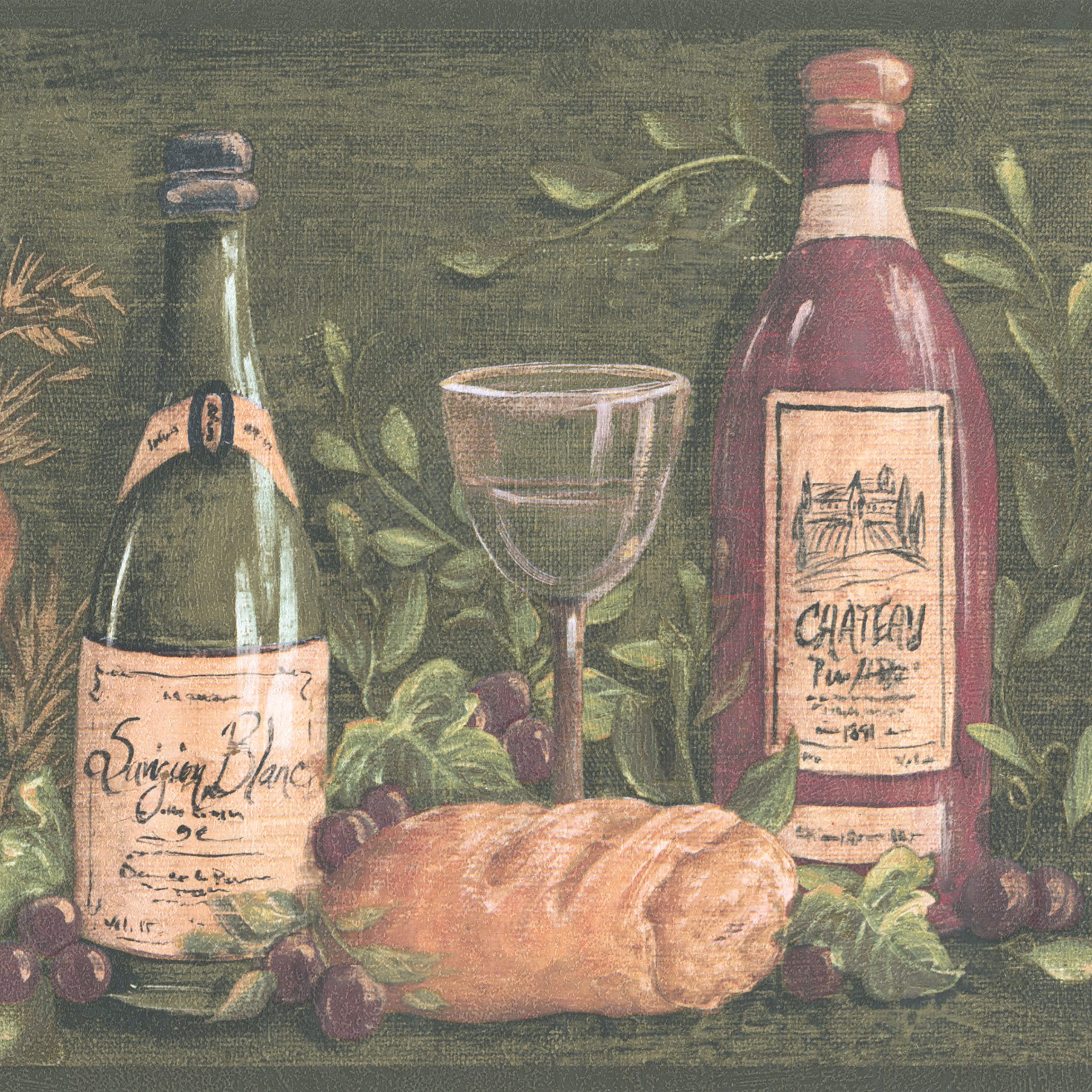 CONCORD WALLCOVERINGS ™ Wallpaper Border Vintage Pattern Cheese Grapes ...