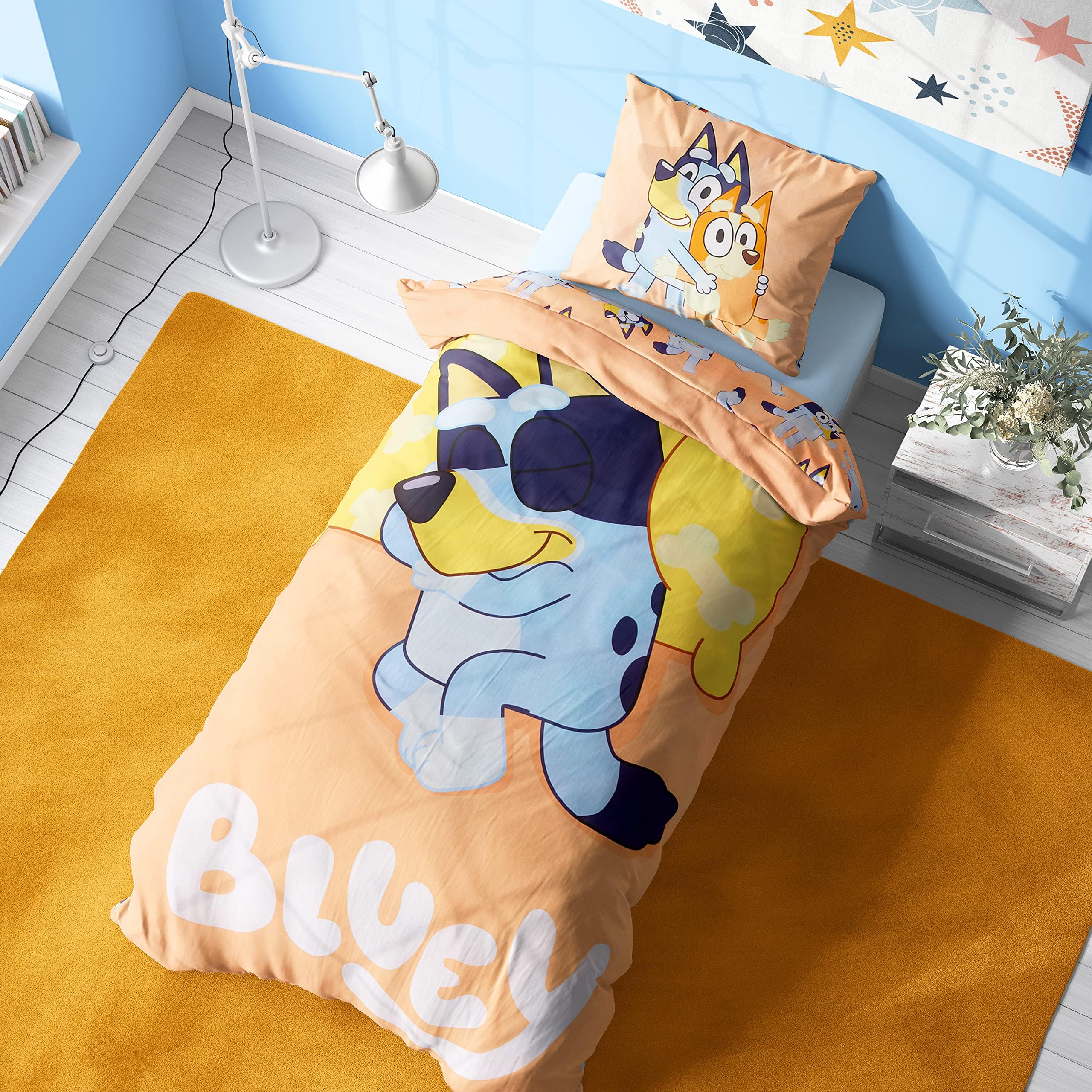 Bluey 2 piece,Single Duvet Cover Set for Kids Boys Girls Bedding (Peach ...