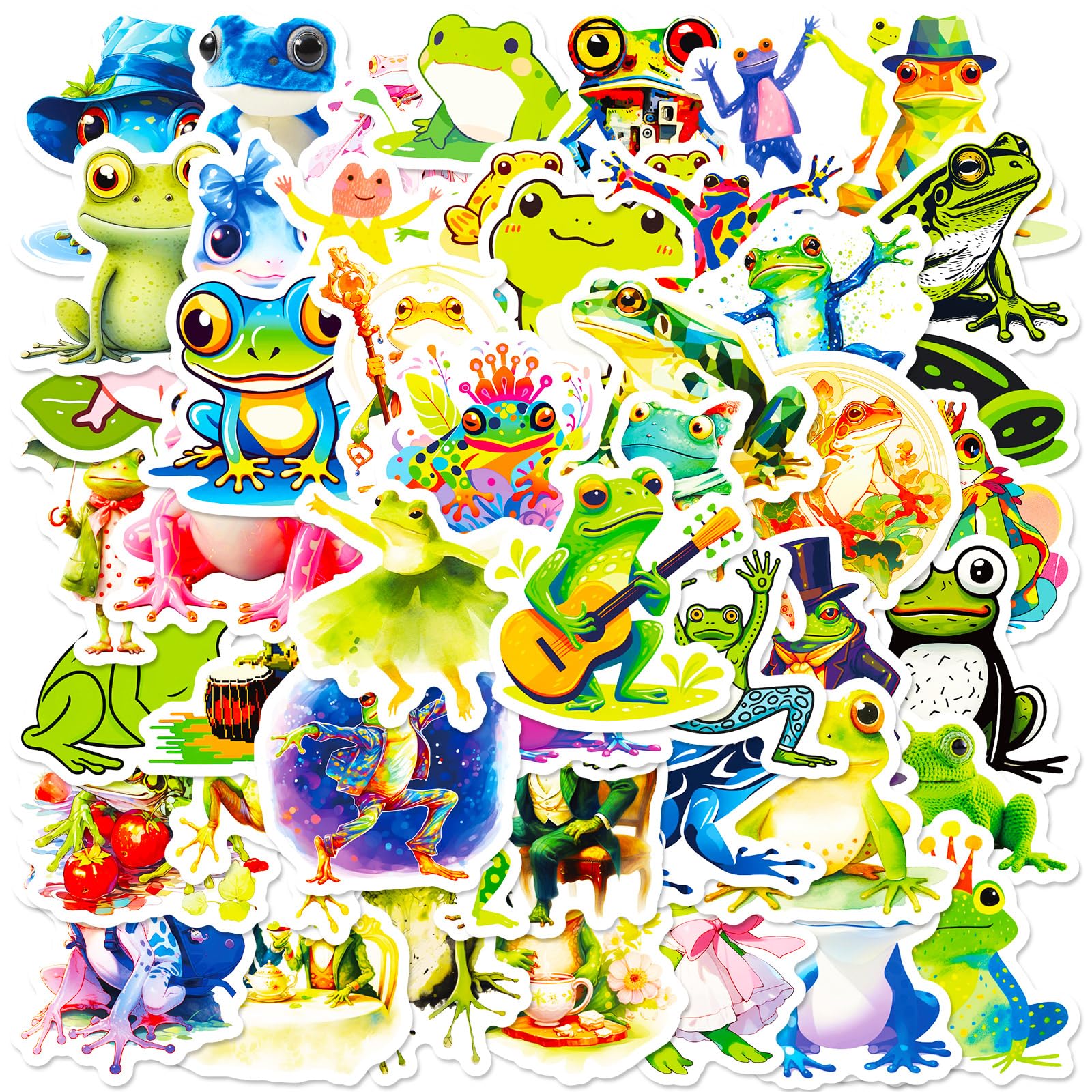Amazon.com: Pigbit 50Pcs Kawaii Funny Frog Stickers - Waterproof Vinyl ...