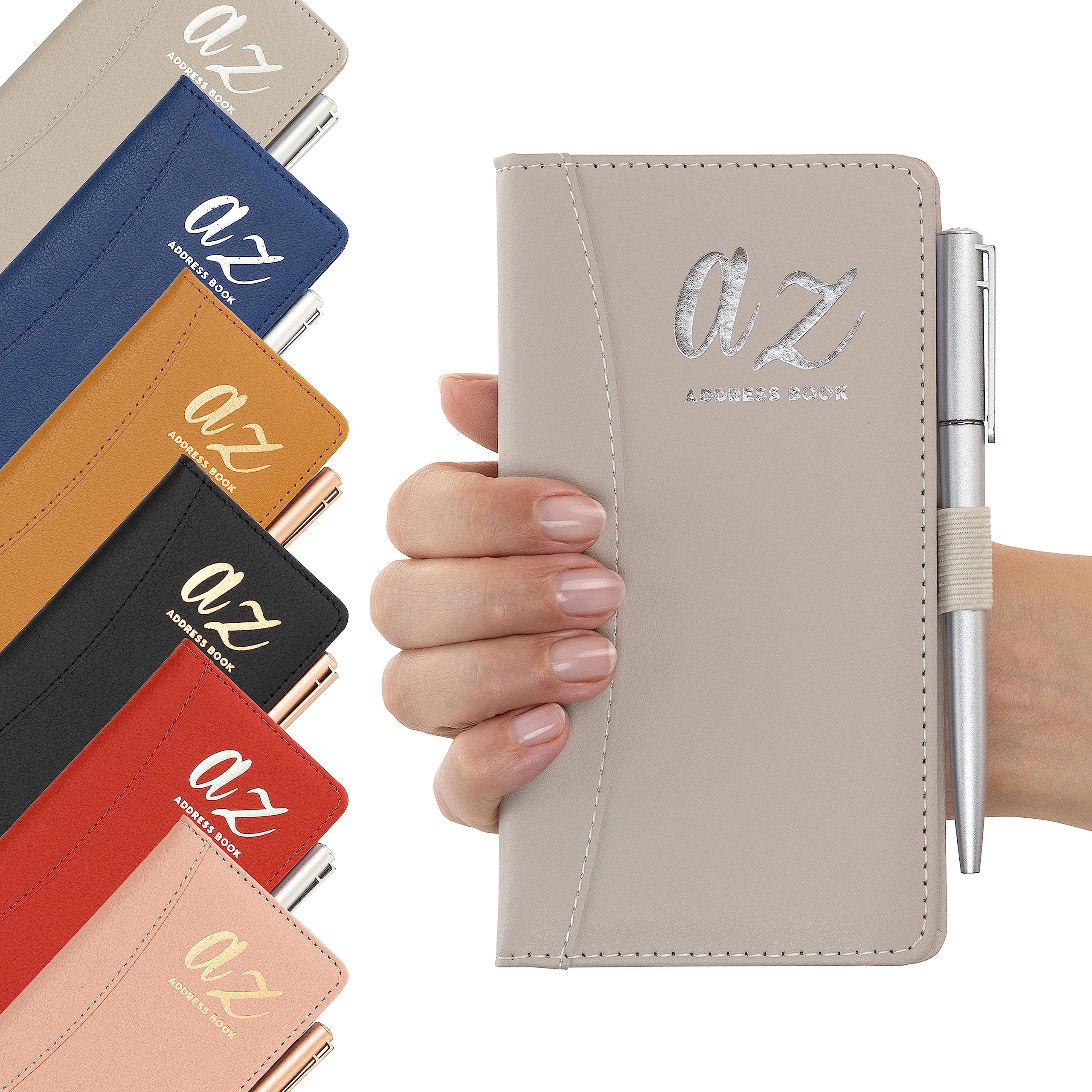 Evelay Address Book A-Z Grey Index Hard Back Cover Slim Address & Pen ...