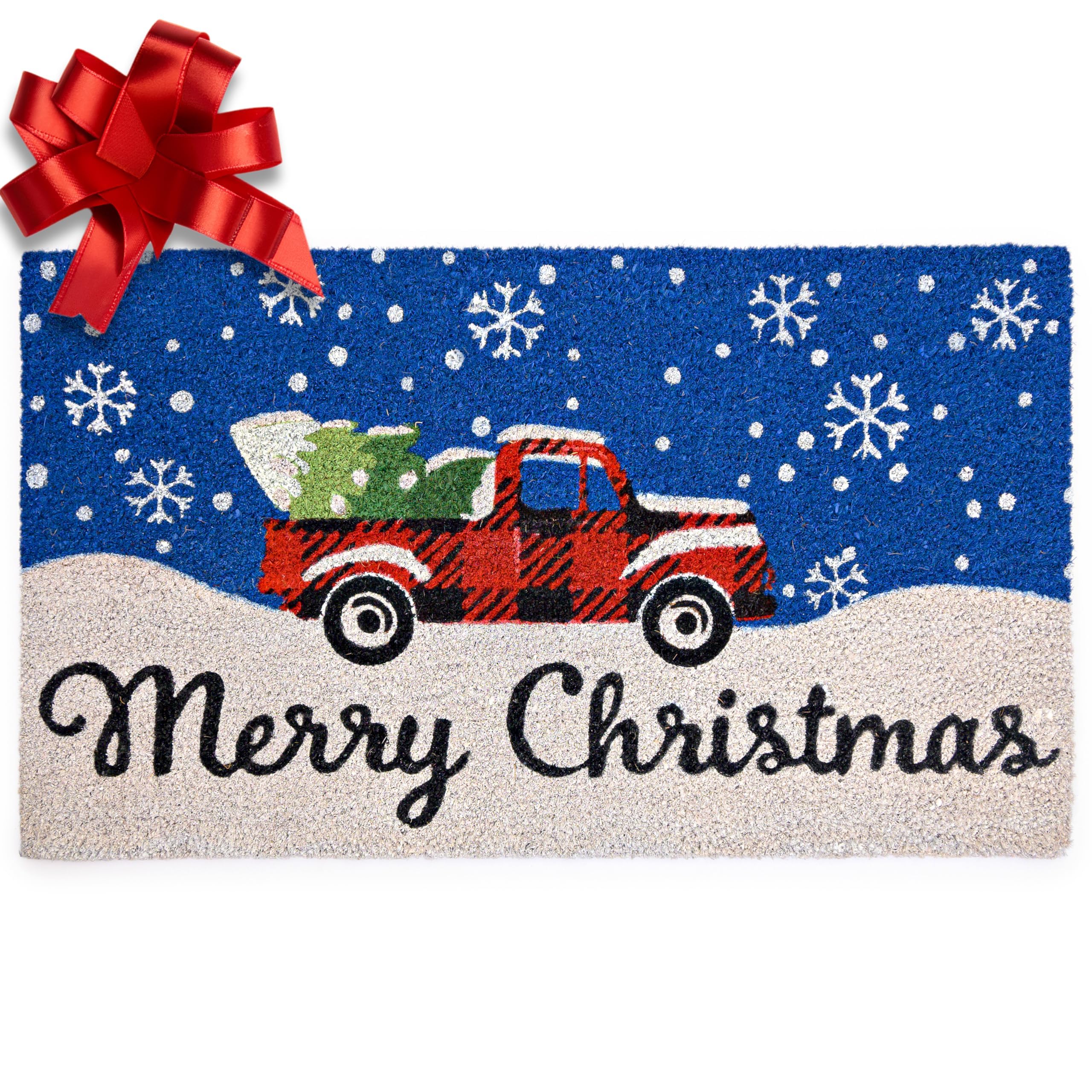Amazon.com: Old Truck Merry Christmas Welcome Mat 30x17 Inch, Christmas ...