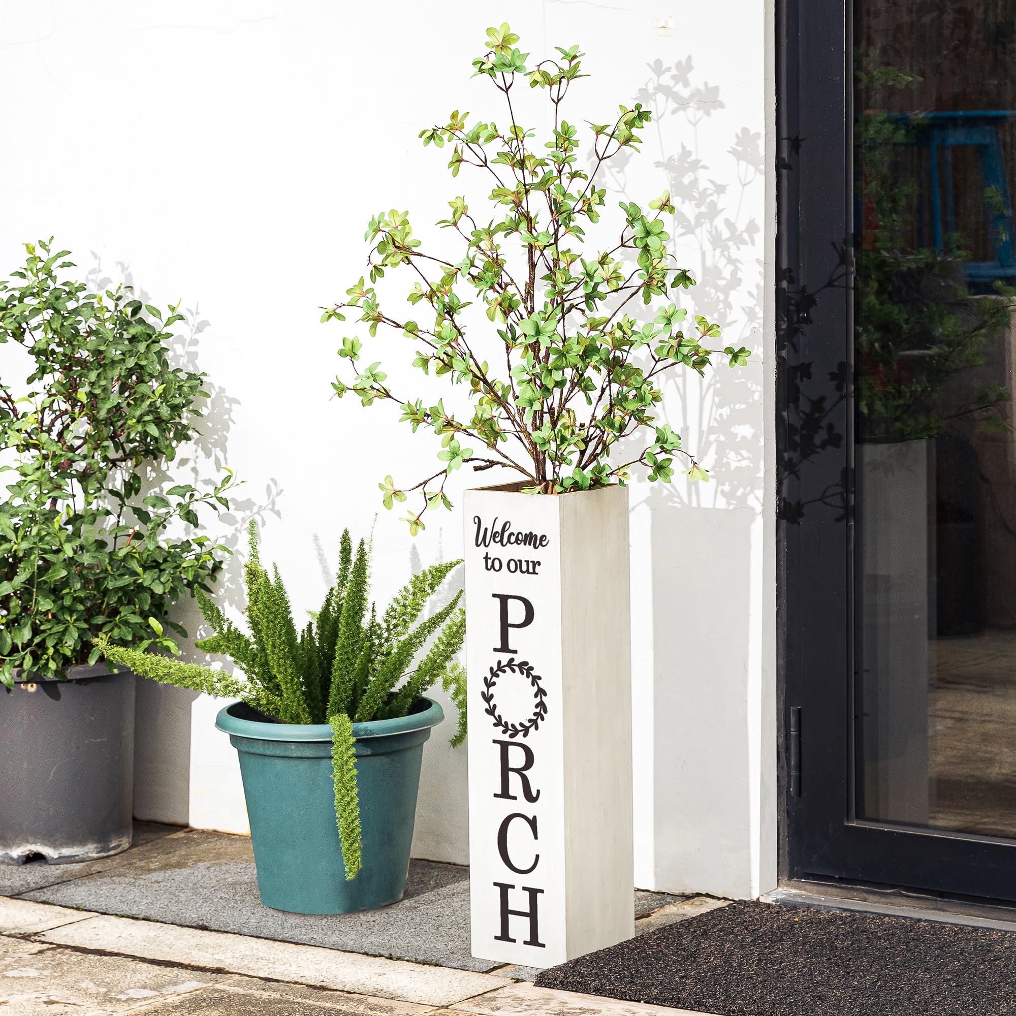 Snapklik.com : 30"H Wooden WELCOME Porch Sign, Double Sided Natural ...