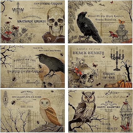 Amazon.com: Umigy 6 Pcs Halloween Placemats 12"x18" Gothic Bat ...