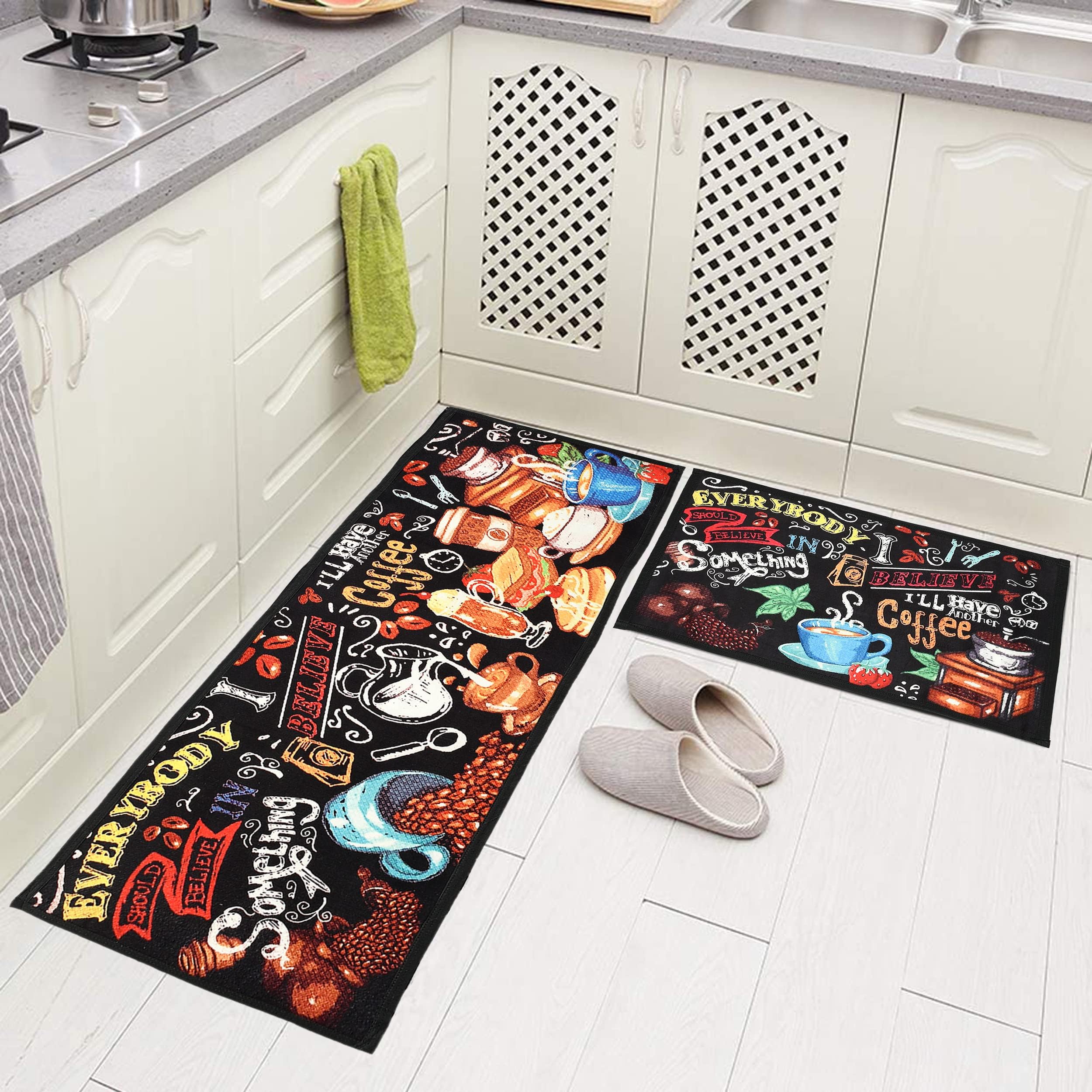 AAZEEM Kitchen Floor Mat & Runner with Anti Skid Backing, Set of 2 (45 ...