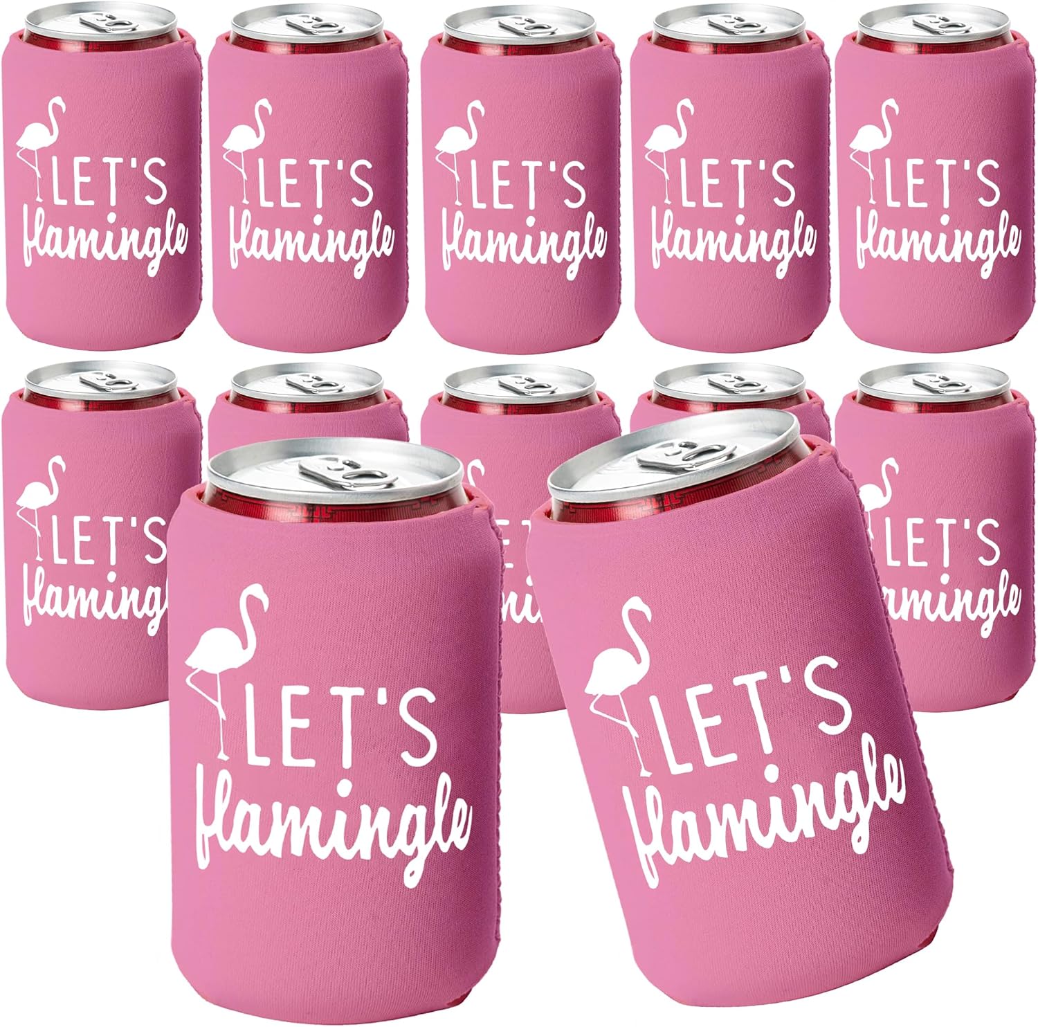 Amazon.com: Lets Flamingle! 12 Pink and White Flamingo Can Coolers Cups ...