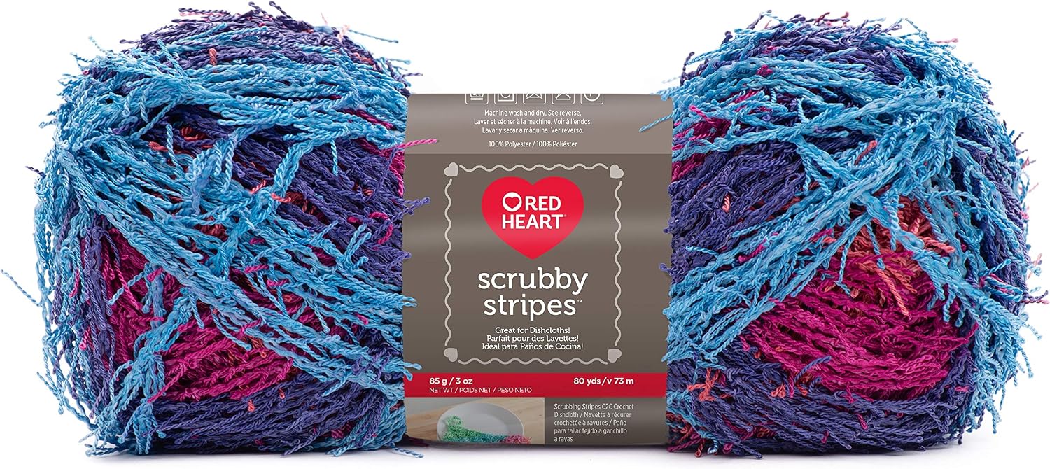 Amazon.com: Red Heart Yarn SCRUBBY Stripes Crus, Berry Crush