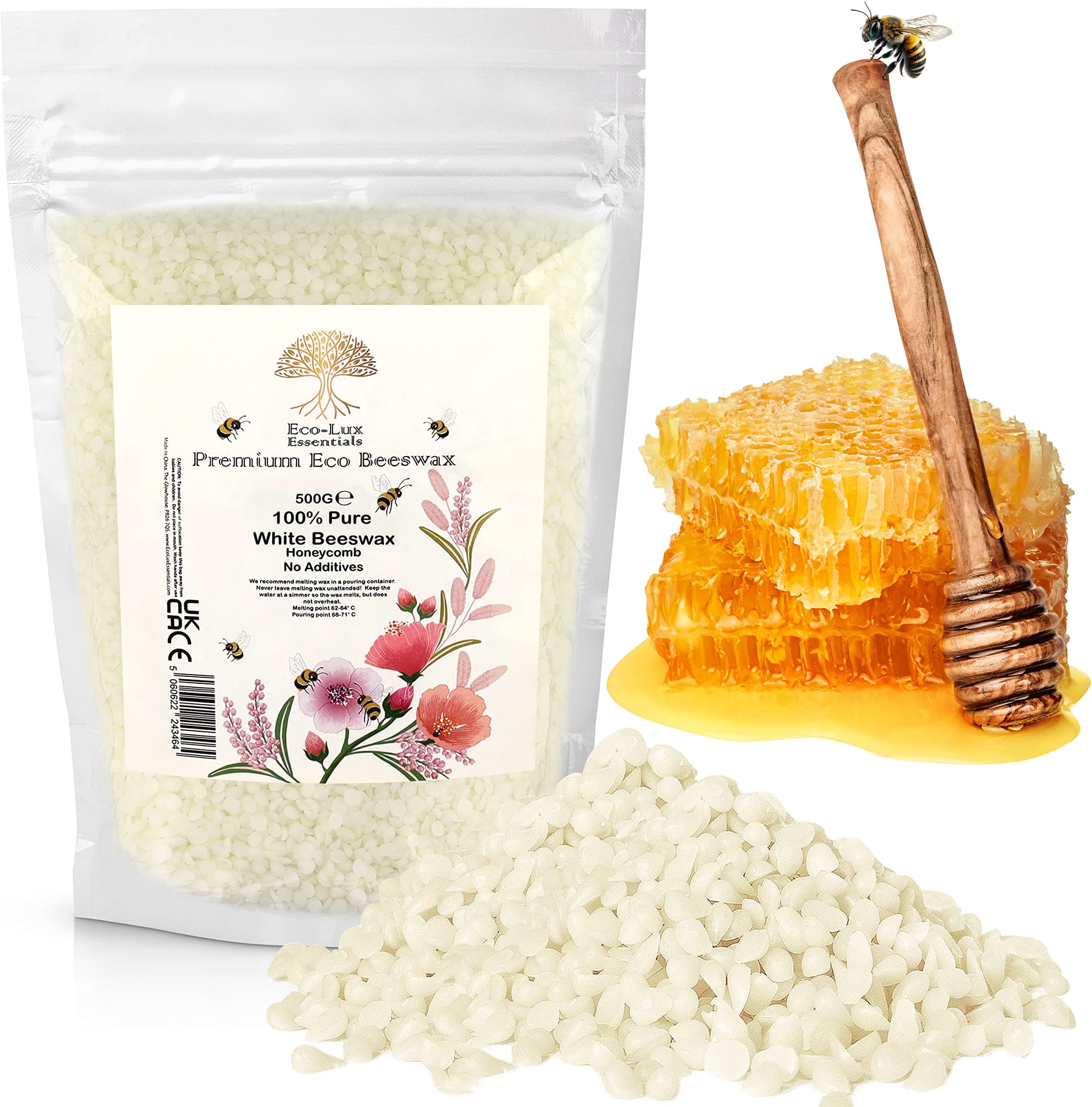 White Beeswax Pellets 1kg - Cosmetic Grade for Candles, Soaps, Lip ...