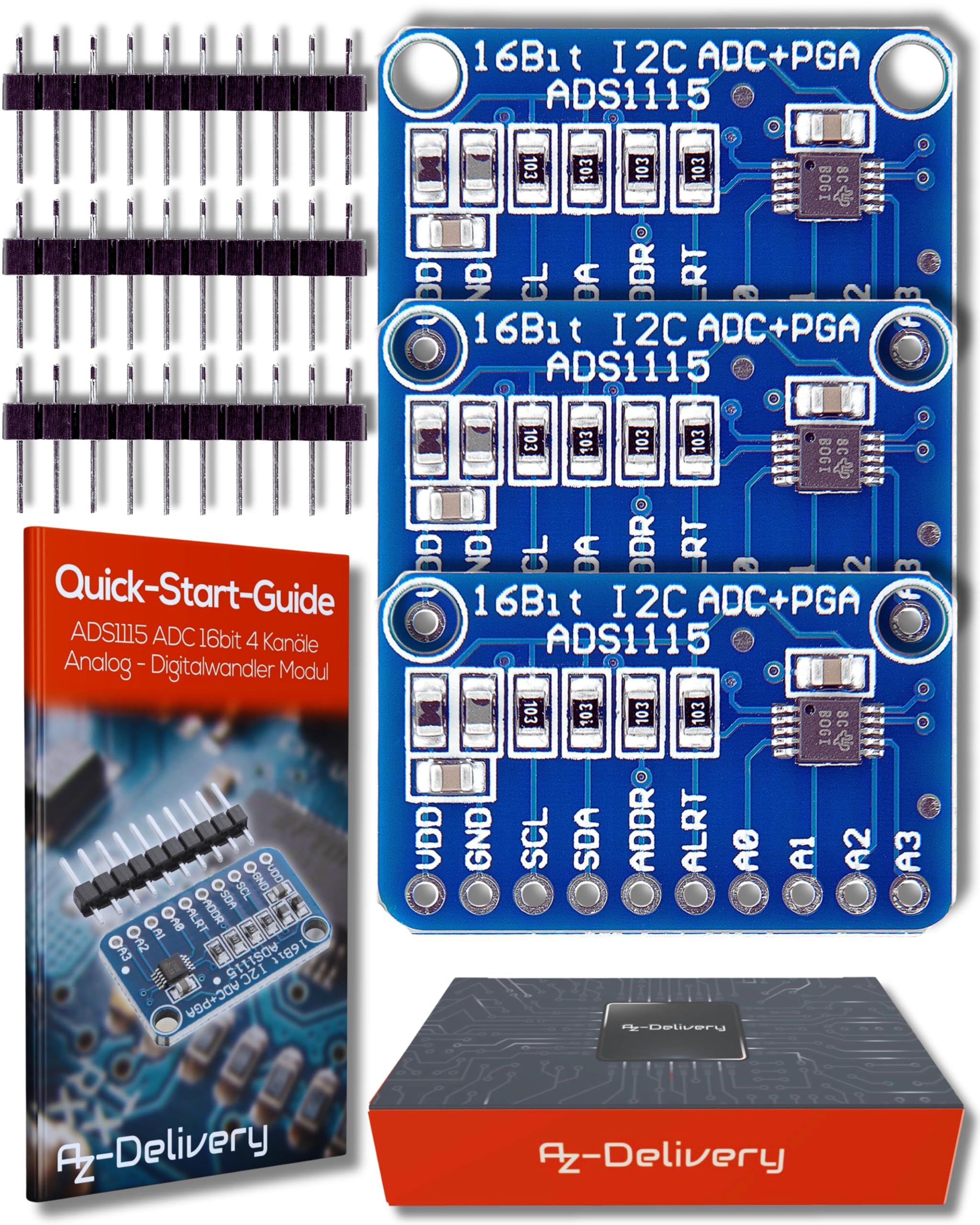 AZDelivery Kompatibel mit ADS1115 ADC Modul 16bit 4 Kanäle kompatibel ...