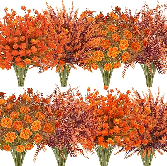 Amazon.com: Phliofd 24Pcs Outdoor Artificial Fall Flower, Fake Fall ...