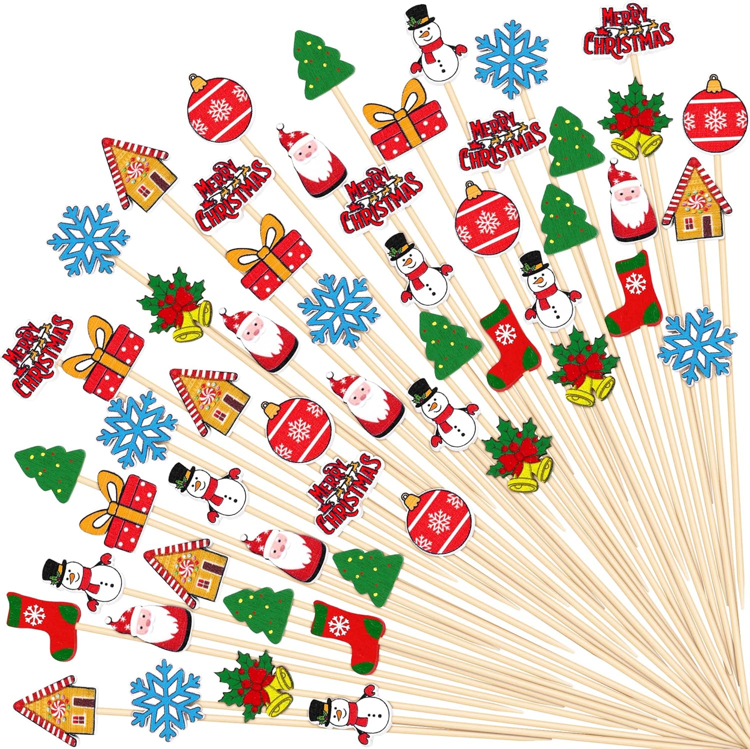 Amazon.com | Aodaer 200 Pieces Christmas Wooden Cocktail Picks ...