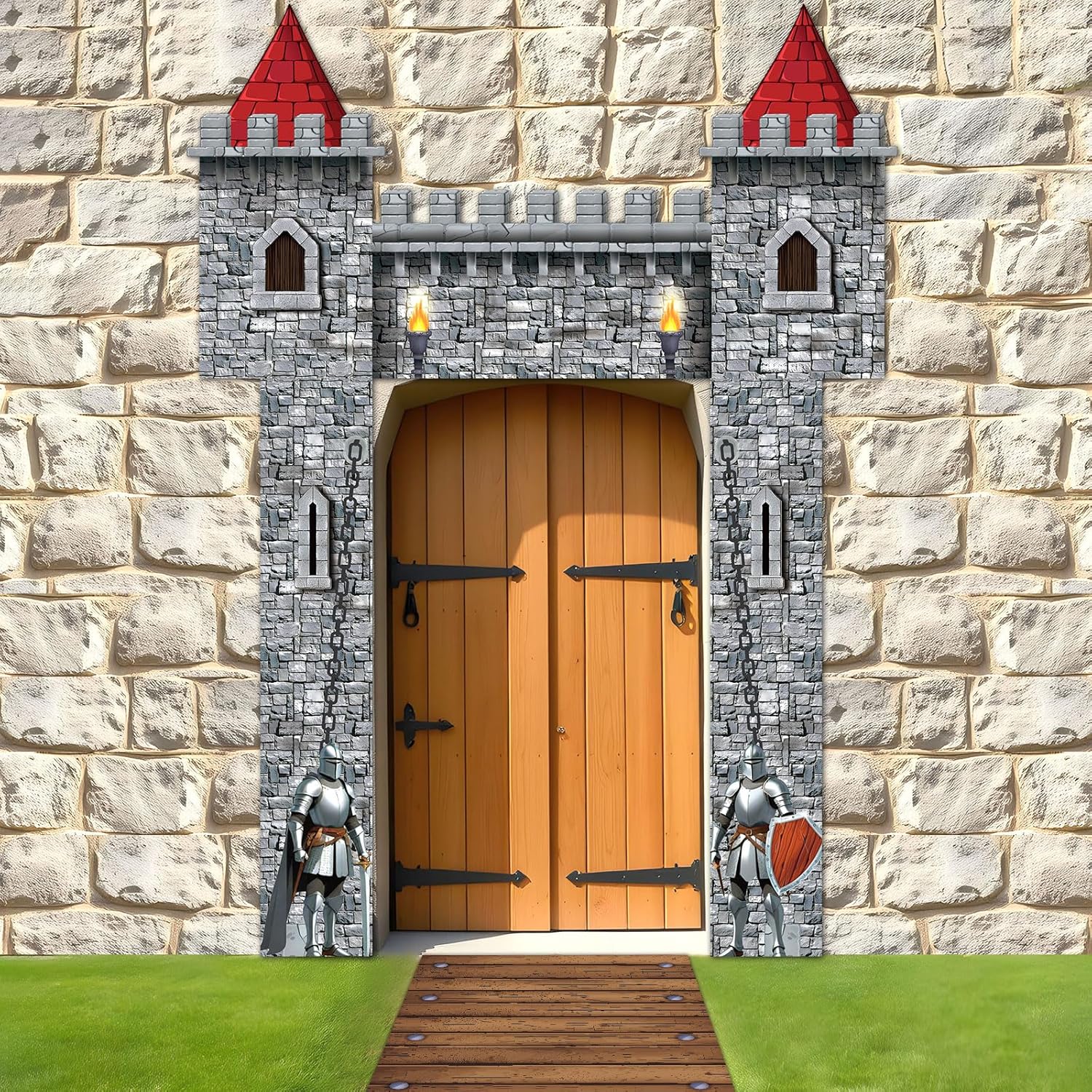 Amazon.com: CHUNNIN 4PCS Medieval Entryway Party Decoration Castle ...