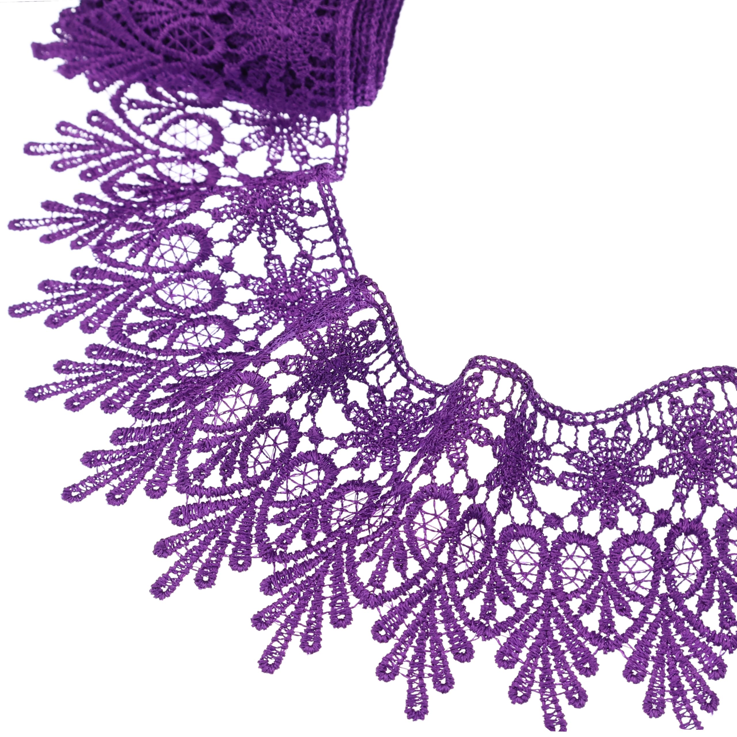 Amazon.com: GXTIZAS Purple Lace Trim 5 Yards Wide Venise Lace Ribbon ...