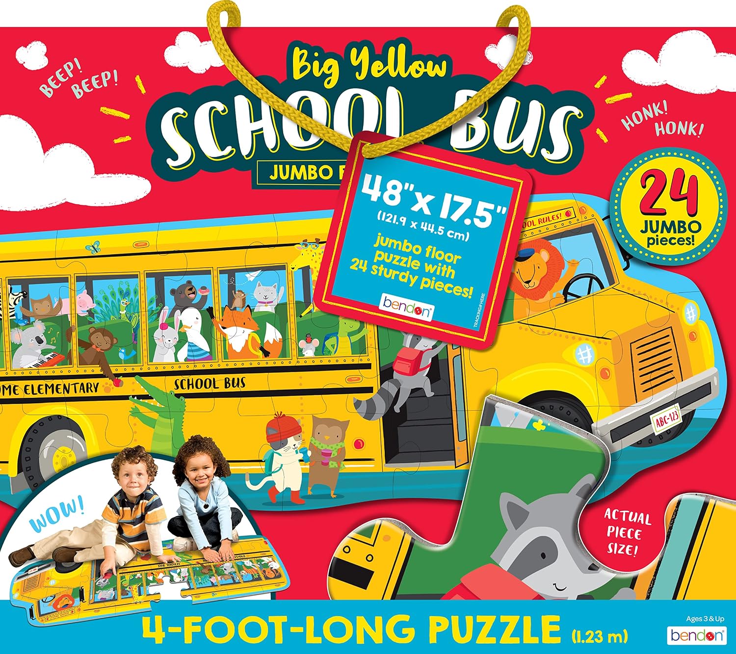 Amazon.com: Bendon School Bus Shaped Jumbo Jigsaw Floor Puzzle (24 pcs ...