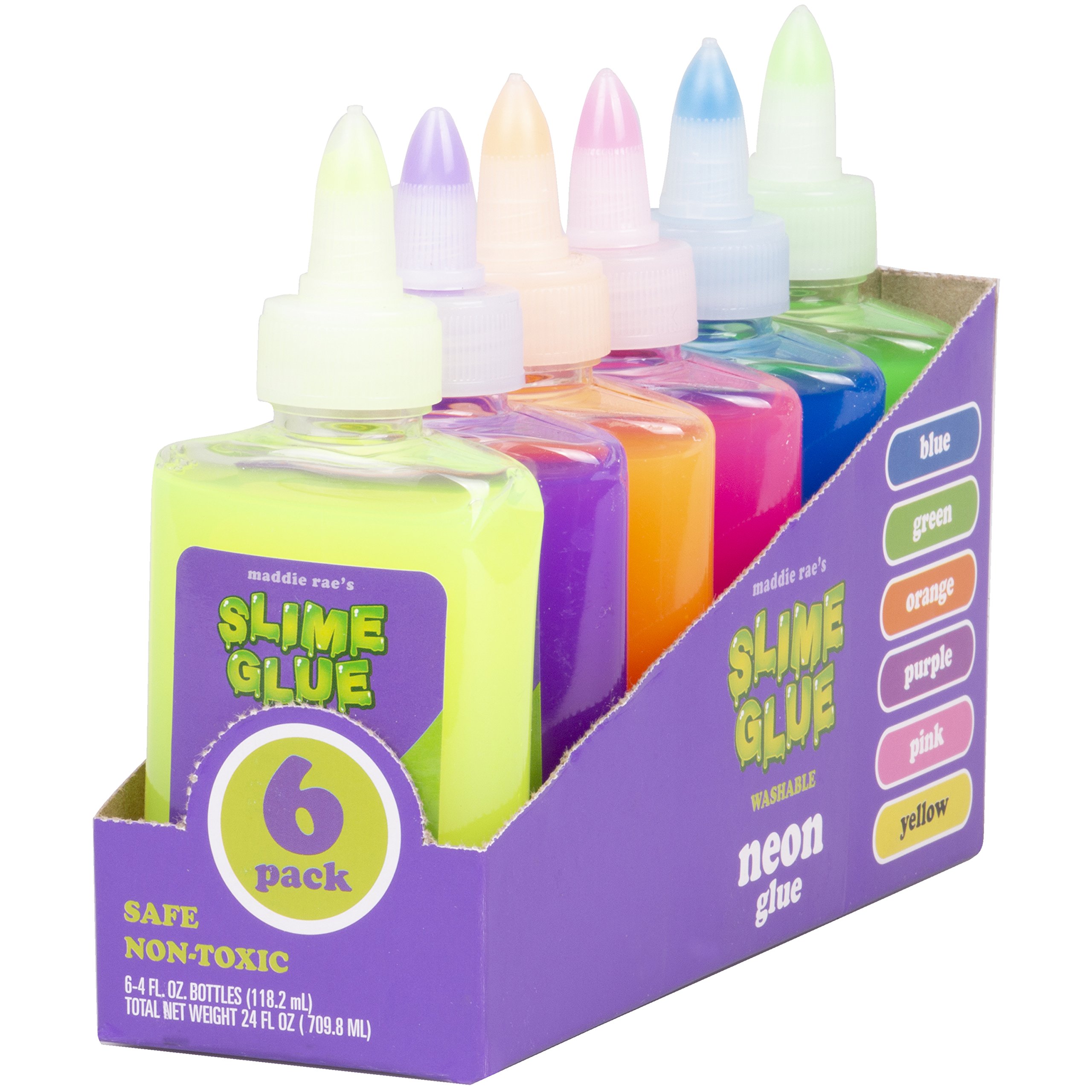 Maddie Rae's Slime Making NEON Glue - (6) 4oz Bottles, 6 Colors ...