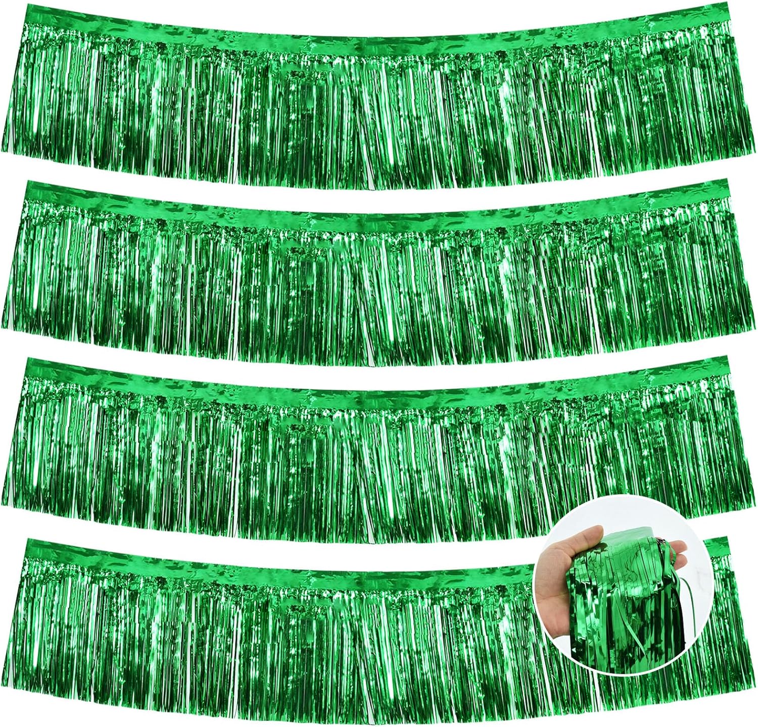 Amazon.com: BEISHIDA 4 Packs Metallic Foil Fringe Garland Green Wall ...