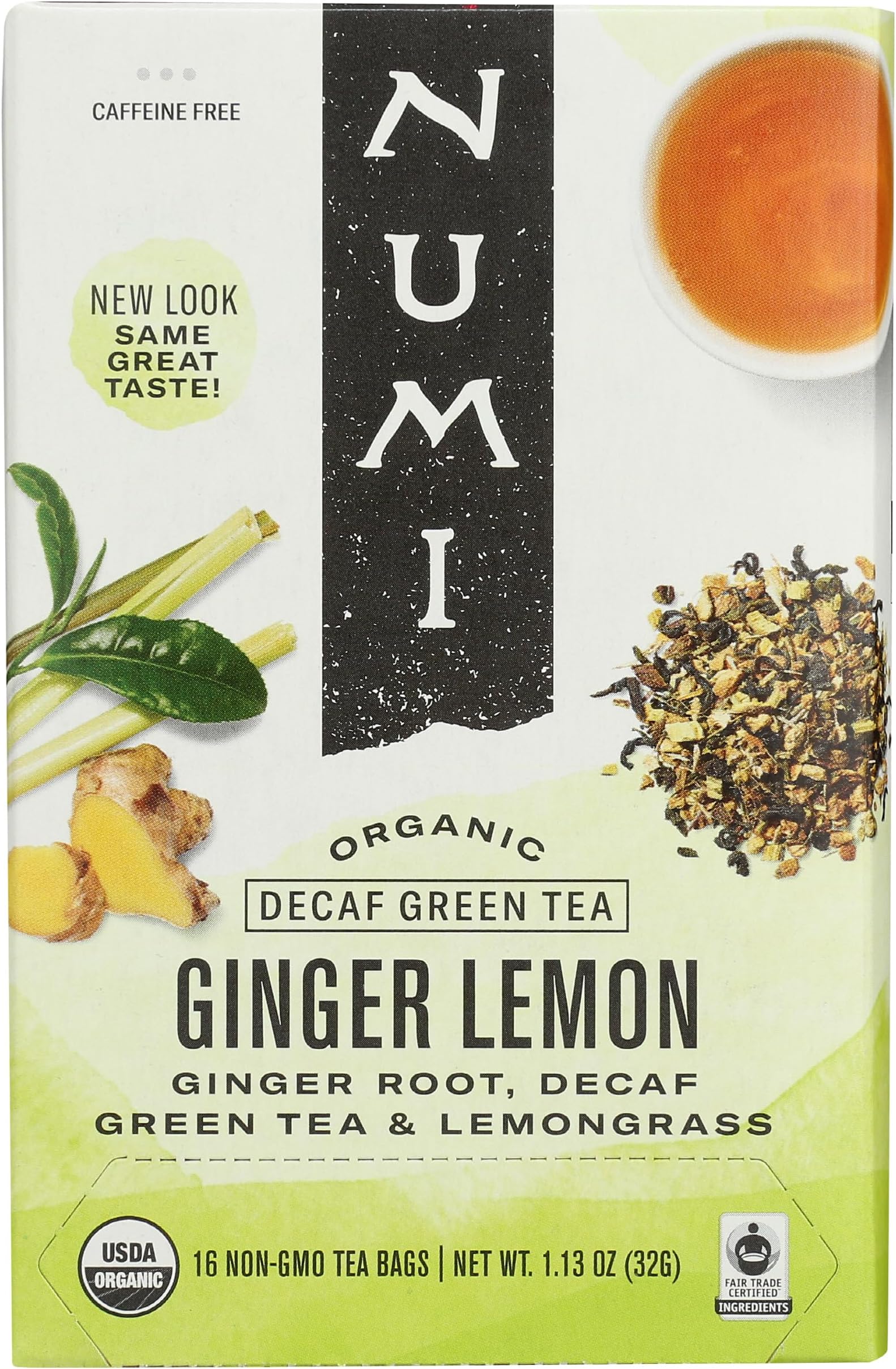 Amazon.com : Numi Organic Tea Decaf Ginger Lemon, 16 Count Box of Tea ...
