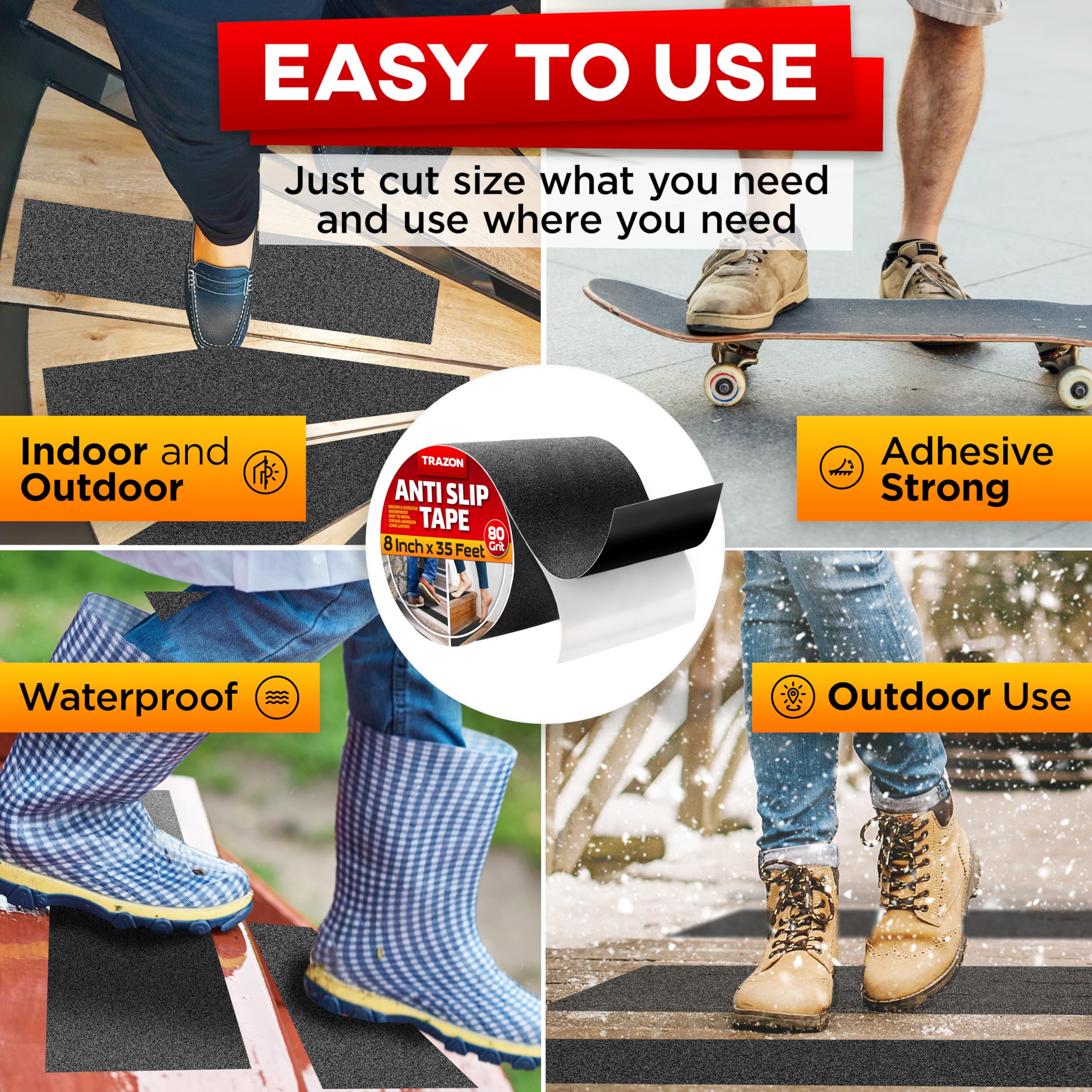 Snapklik.com : Grip Tape - Heavy Duty Anti Slip Tape For Stairs Outdoor ...