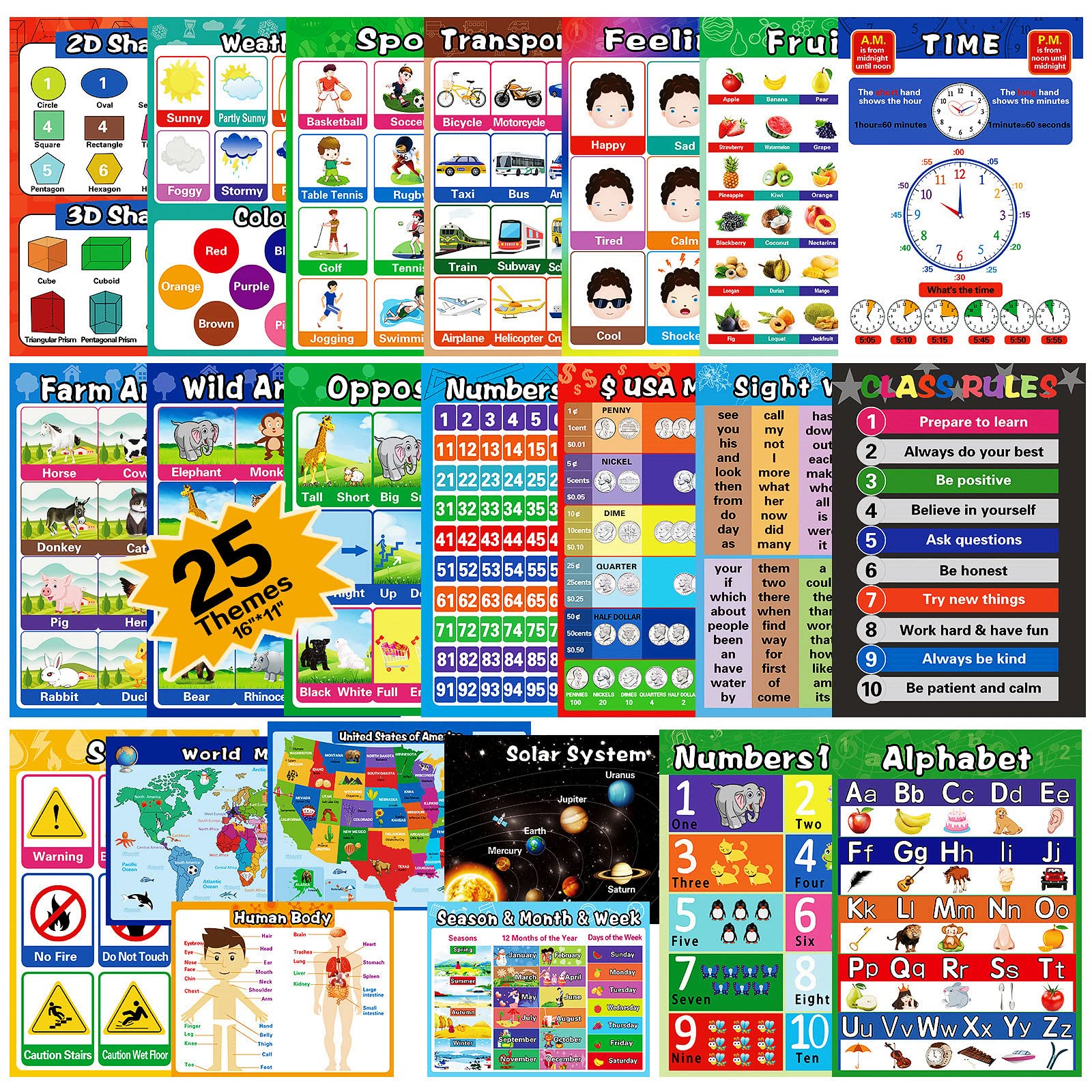 Buy Educational Preschool s for Kids Toddlers, Laminated Early Learning ...