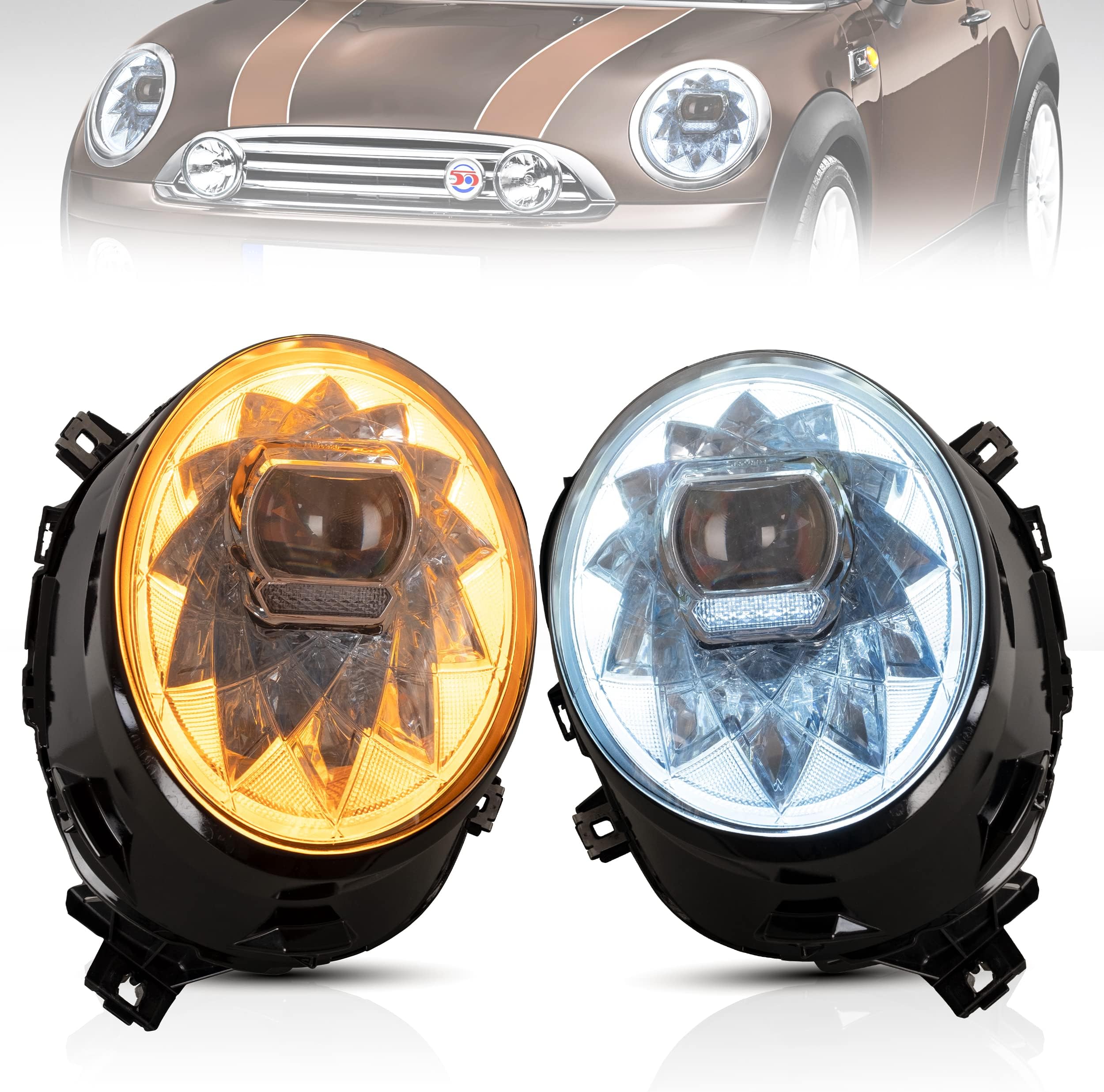 Amazon.com: VLAND Headlights Assembly Fit for BMW Mini Cooper F56, Base ...