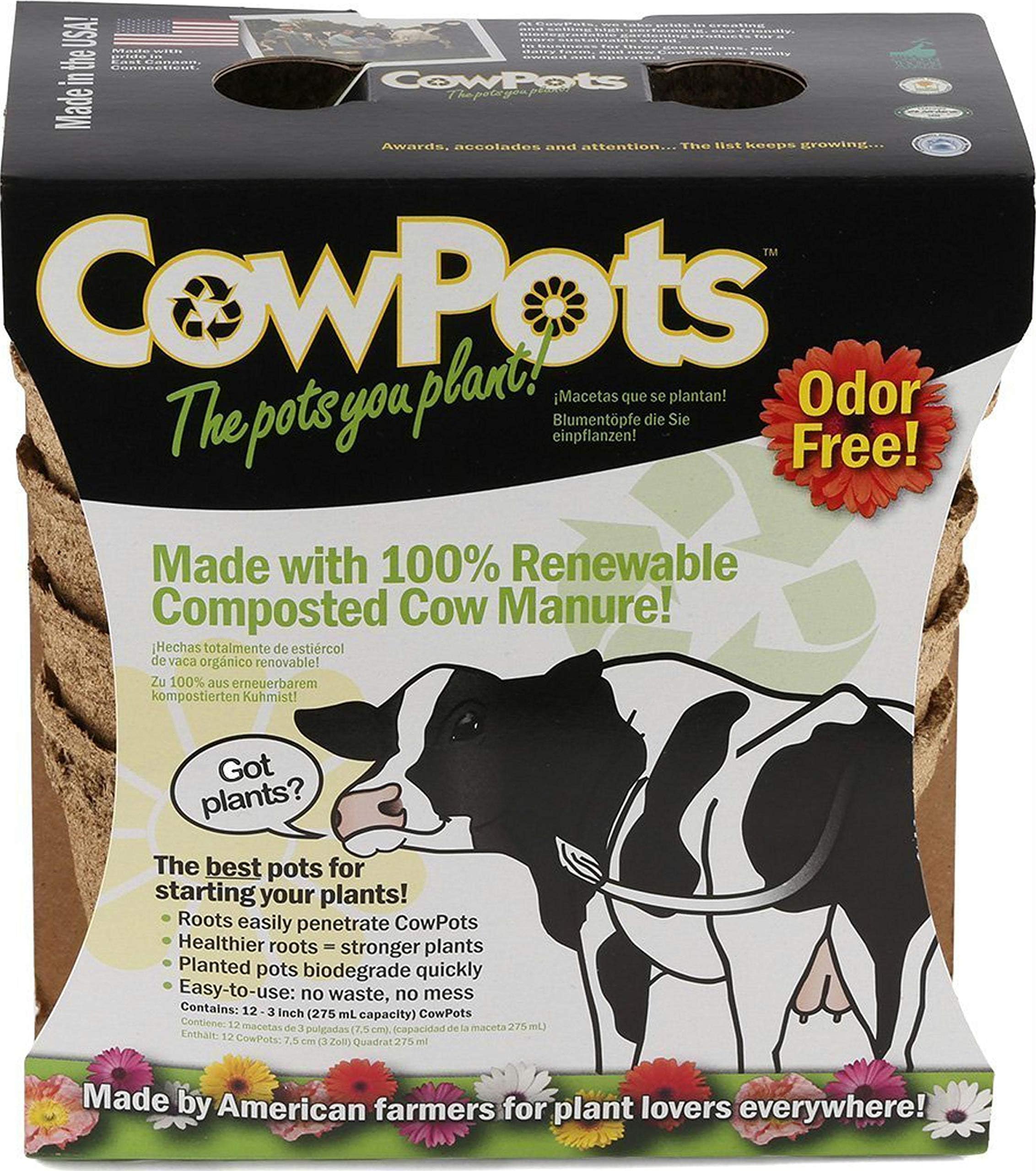 Amazon.com: CowPots Plantable Pots, Round, 3-in., 12-Pk. : Patio, Lawn ...