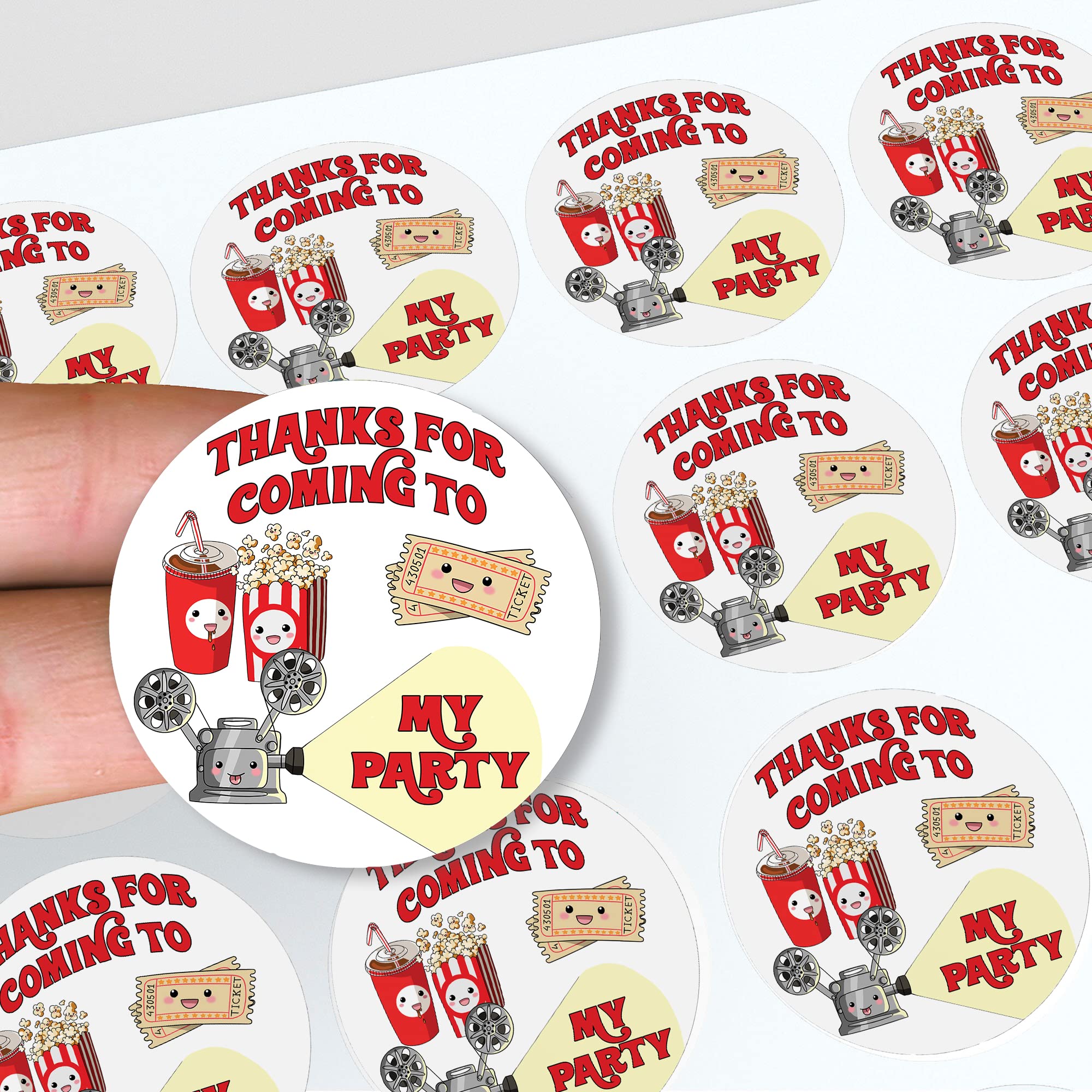 AK Giftshop Movie Cinema Film Night Thank You Birthday Party Stickers ...